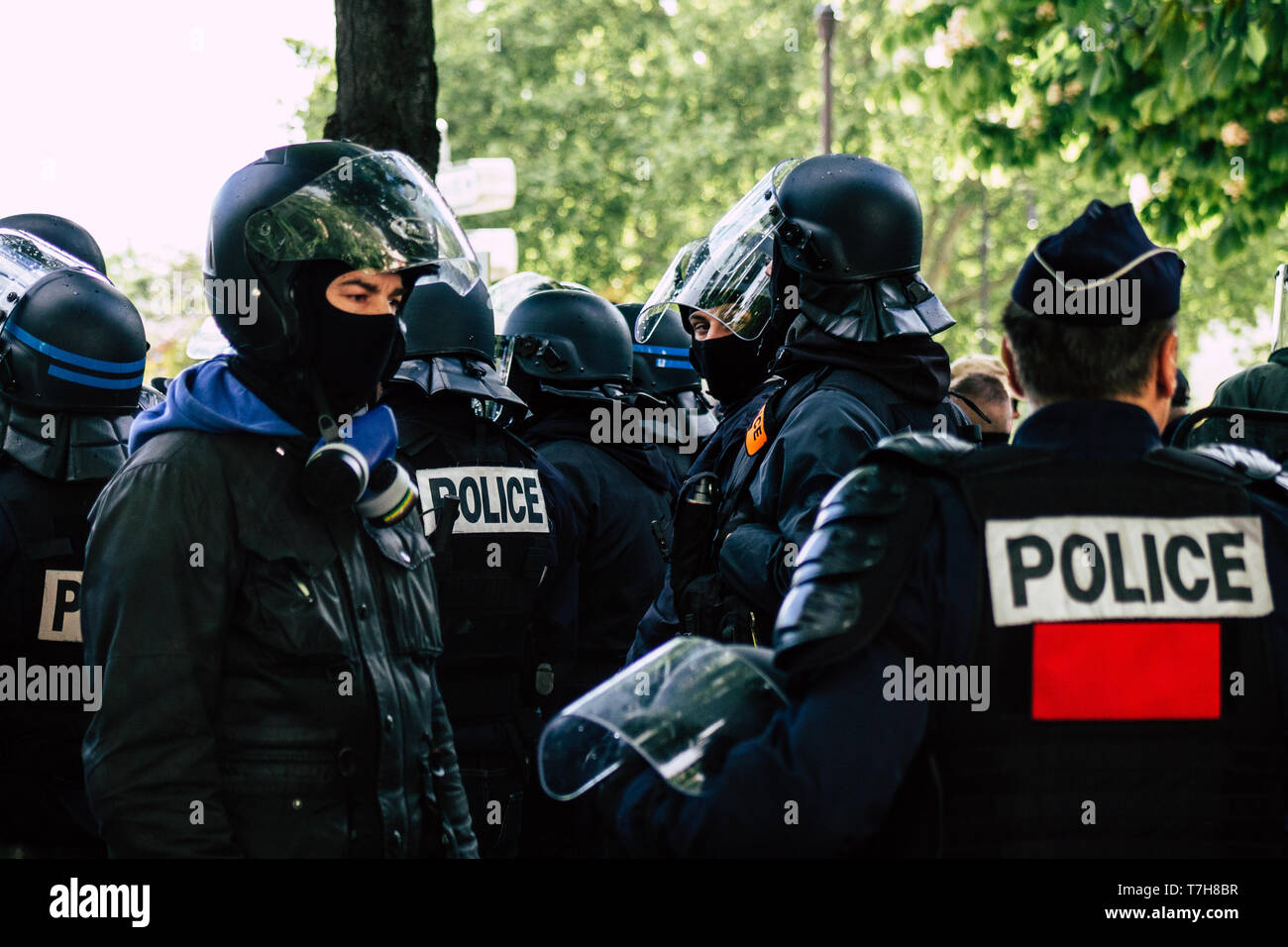 Paris France May 04, 2019 View of a riot squad of the French National ...
