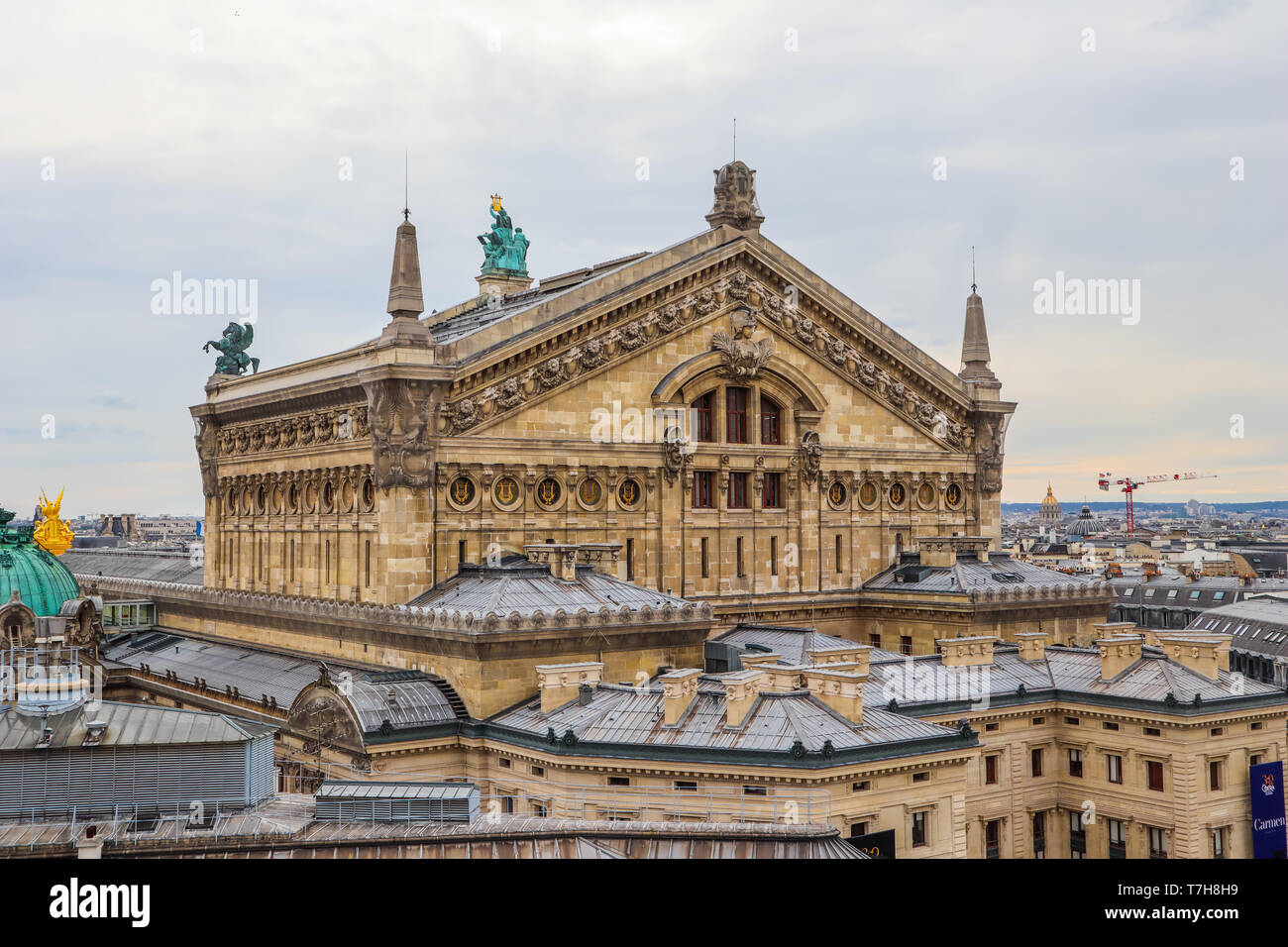 Aerial view of Paris Opera (Palais Garnier) and the cityscape. Paris ...