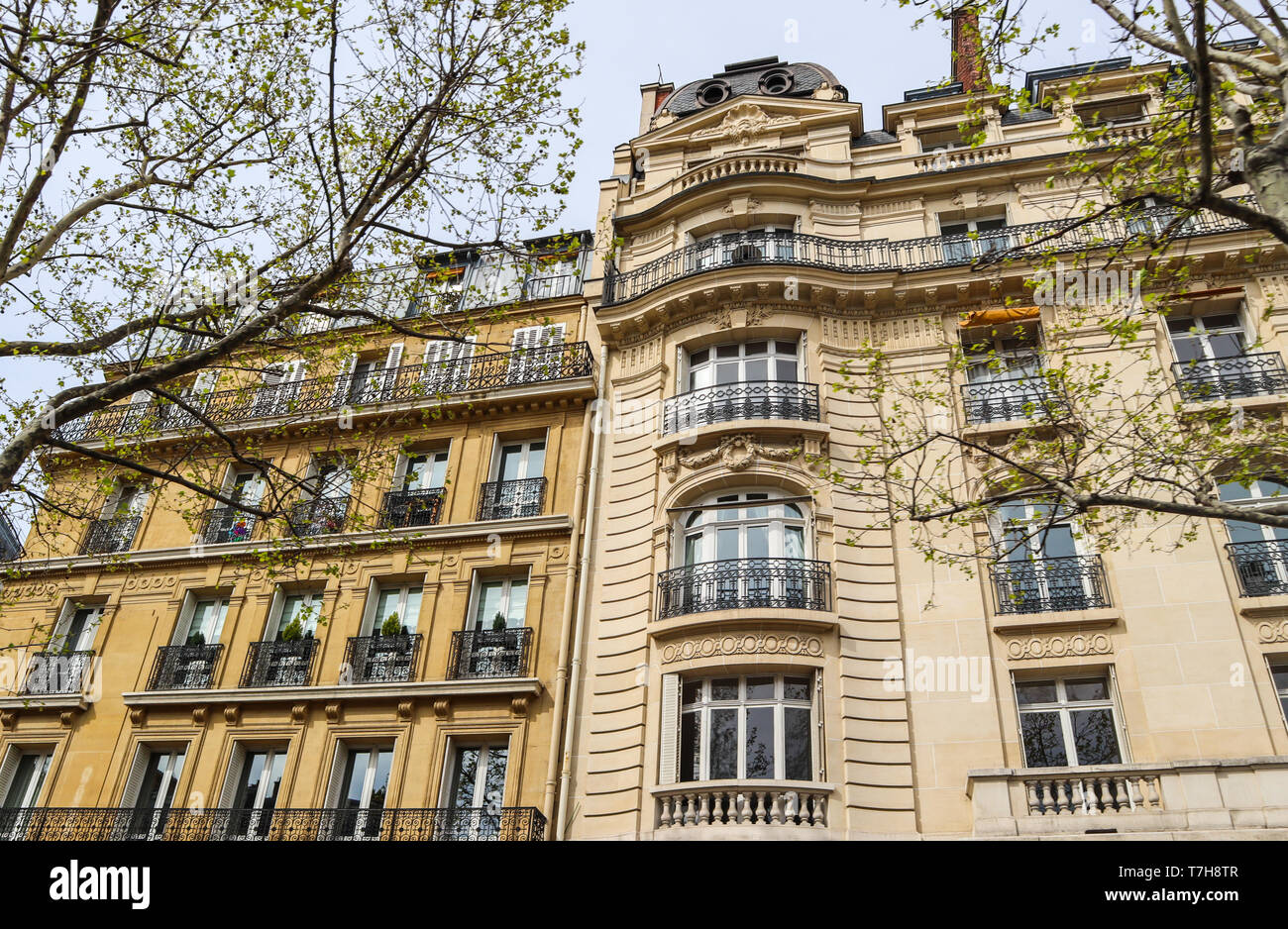 Architecture of Paris France. Facades of a traditional apartment ...