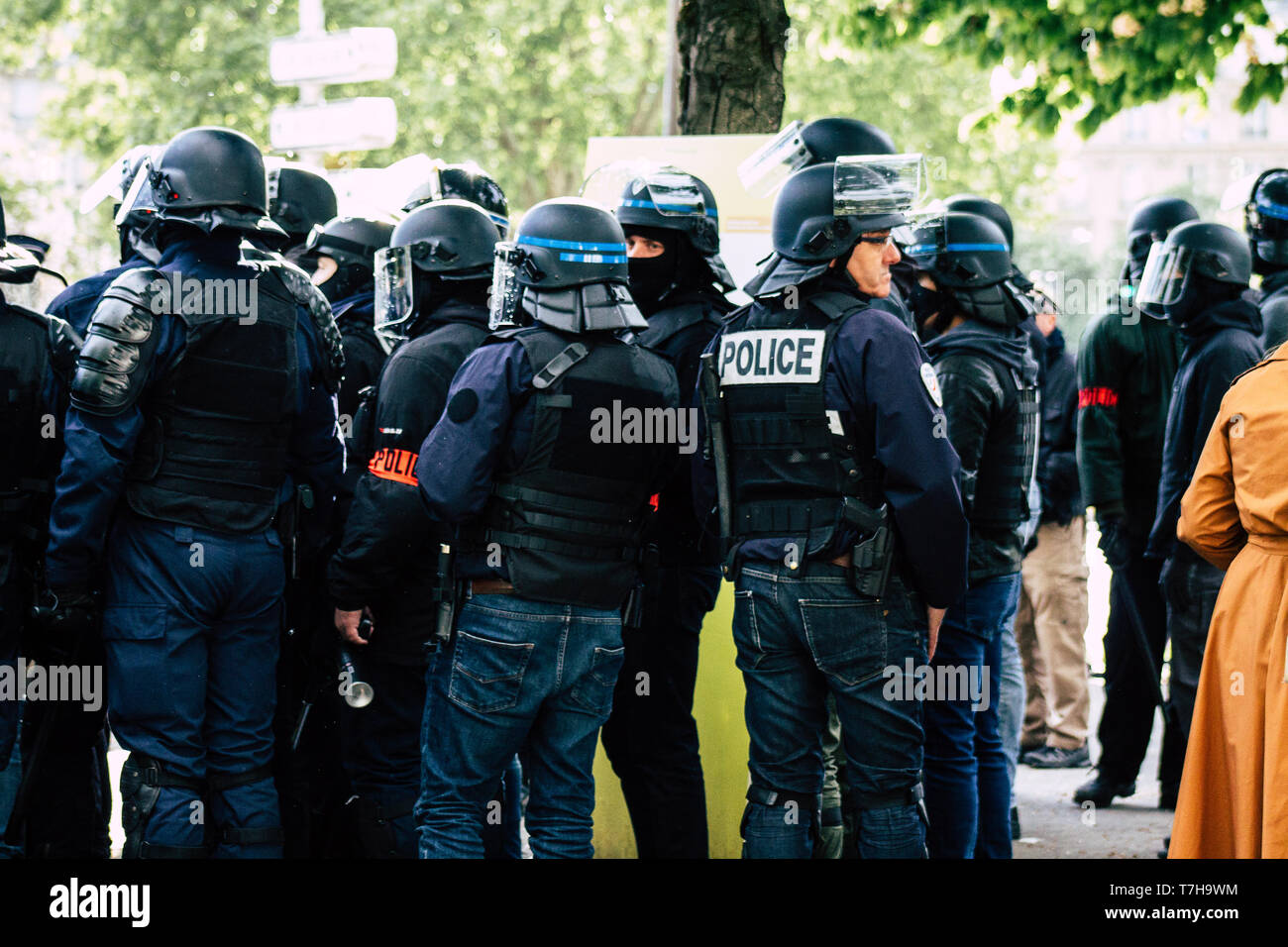 Paris France May 04, 2019 View of a riot squad of the French National ...