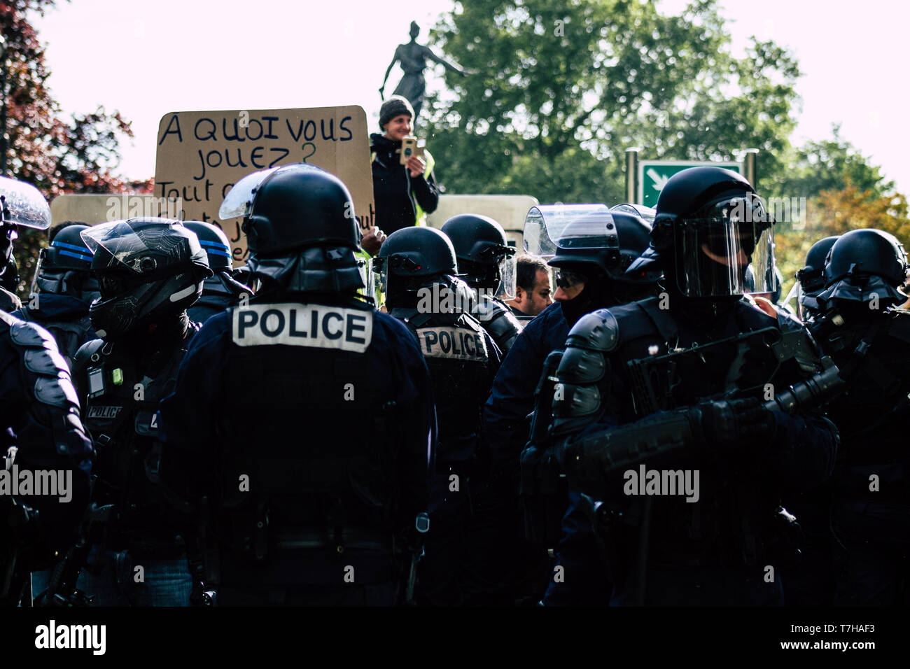 Paris France May 04, 2019 View of a riot squad of the French National ...