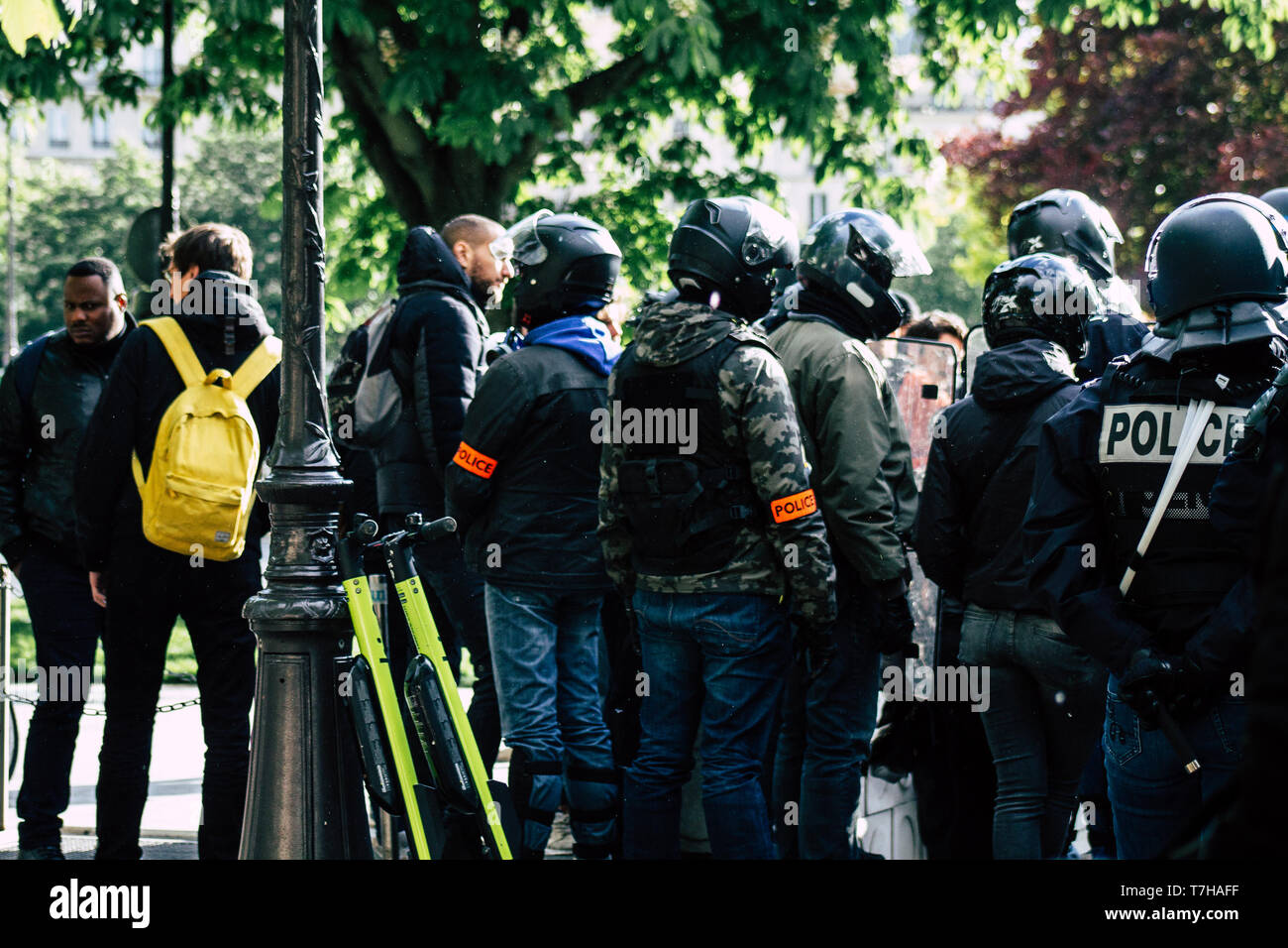 Paris France May 04, 2019 View of a riot squad of the French National ...