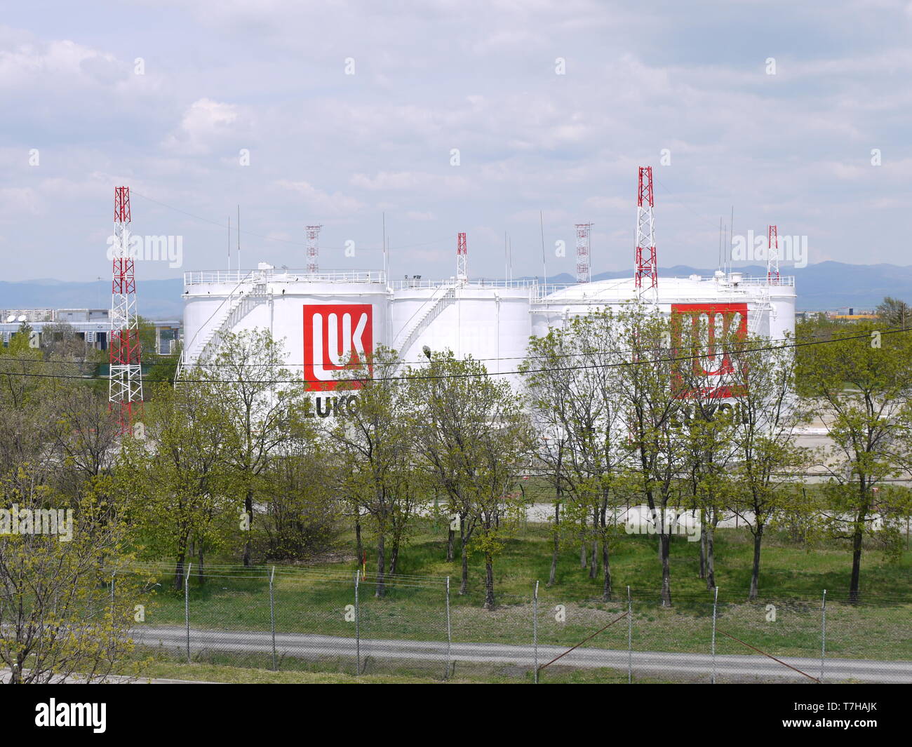 Tanks of petrol from russian company Lukoil in Bulgaria Stock Photo - Alamy