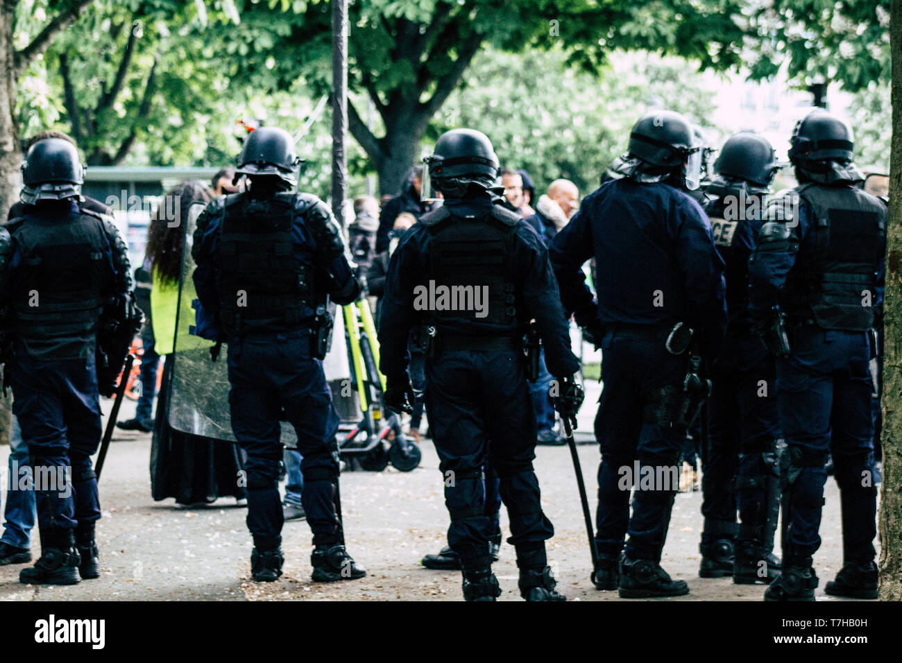 Paris France May 04, 2019 View of a riot squad of the French National ...