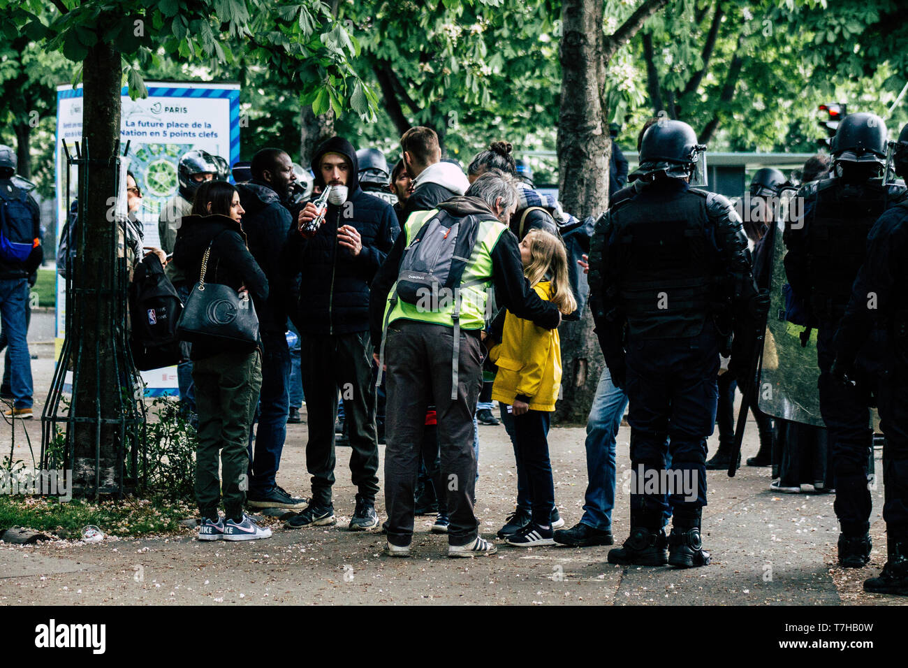 Paris France May 04, 2019 View of a riot squad of the French National ...