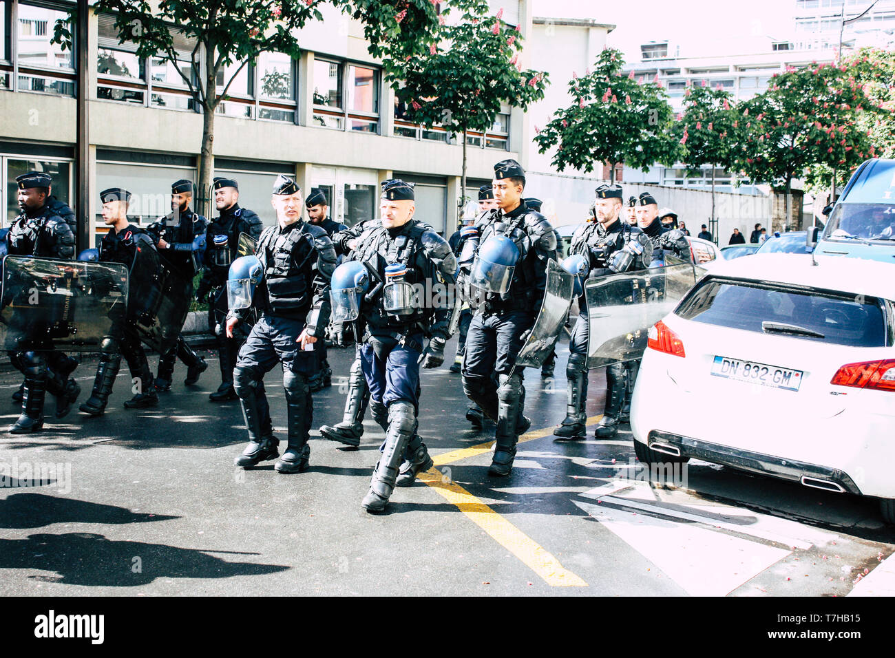 Paris France May 04, 2019 View of a riot squad of the French National ...