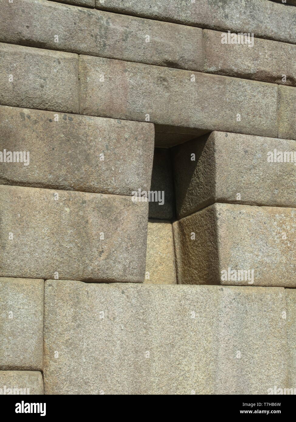 Perfect cut rocks in wall of a Machu Picchu ruin in the Cusco Region ...