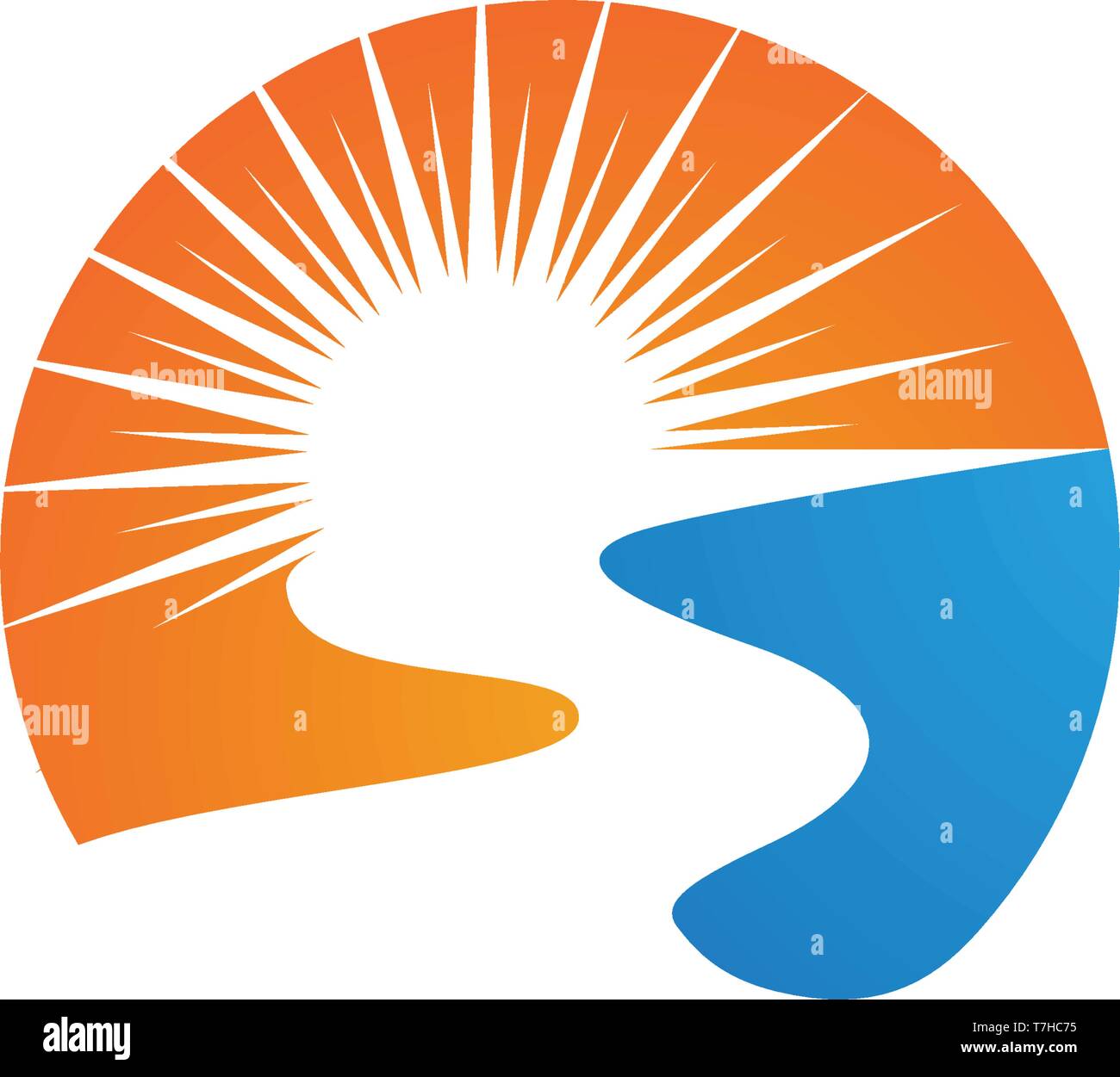 River and sun Logo Template vector icon illustration Stock Vector Image ...