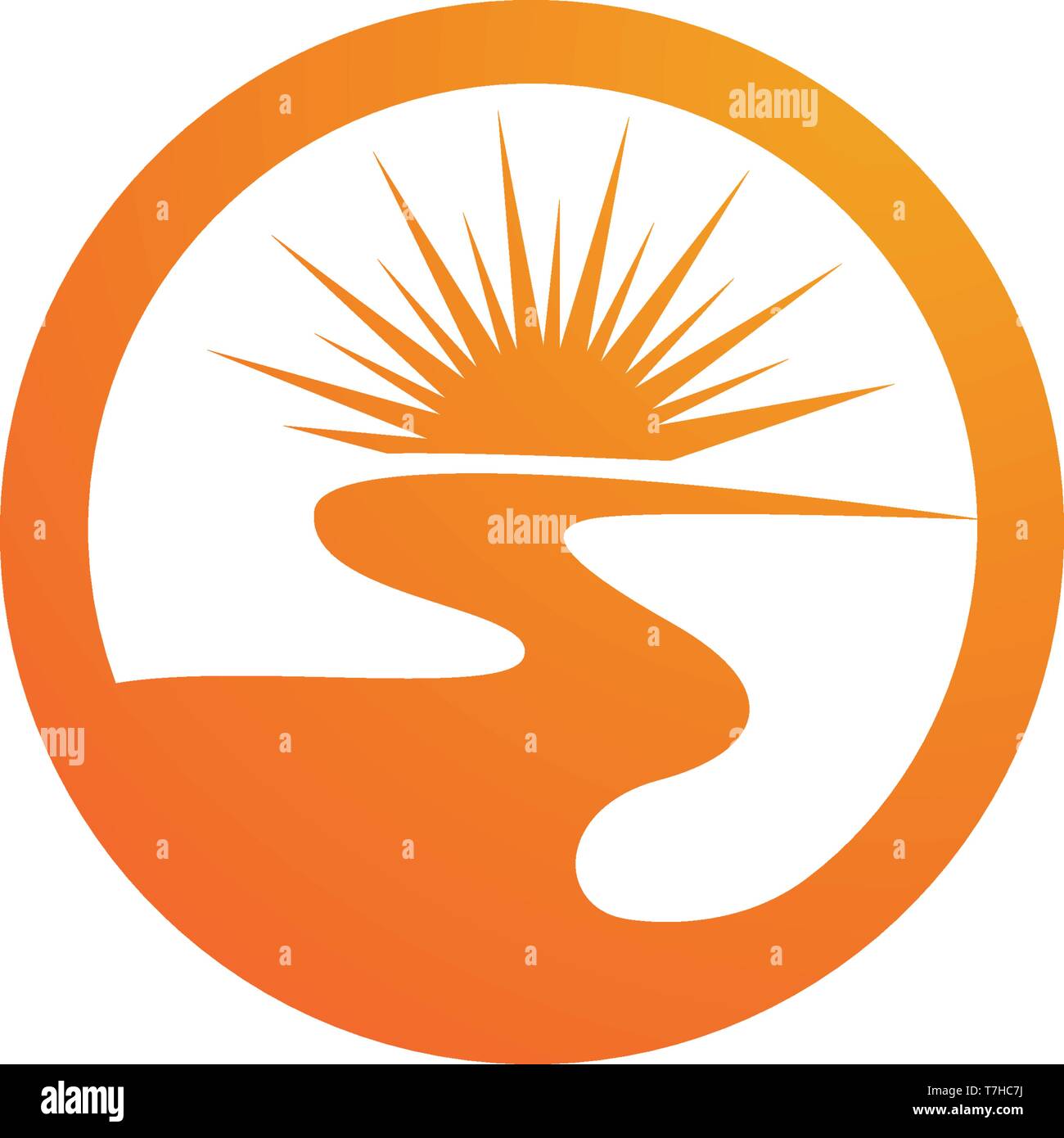 River and sun Logo Template vector icon illustration Stock Vector Image ...