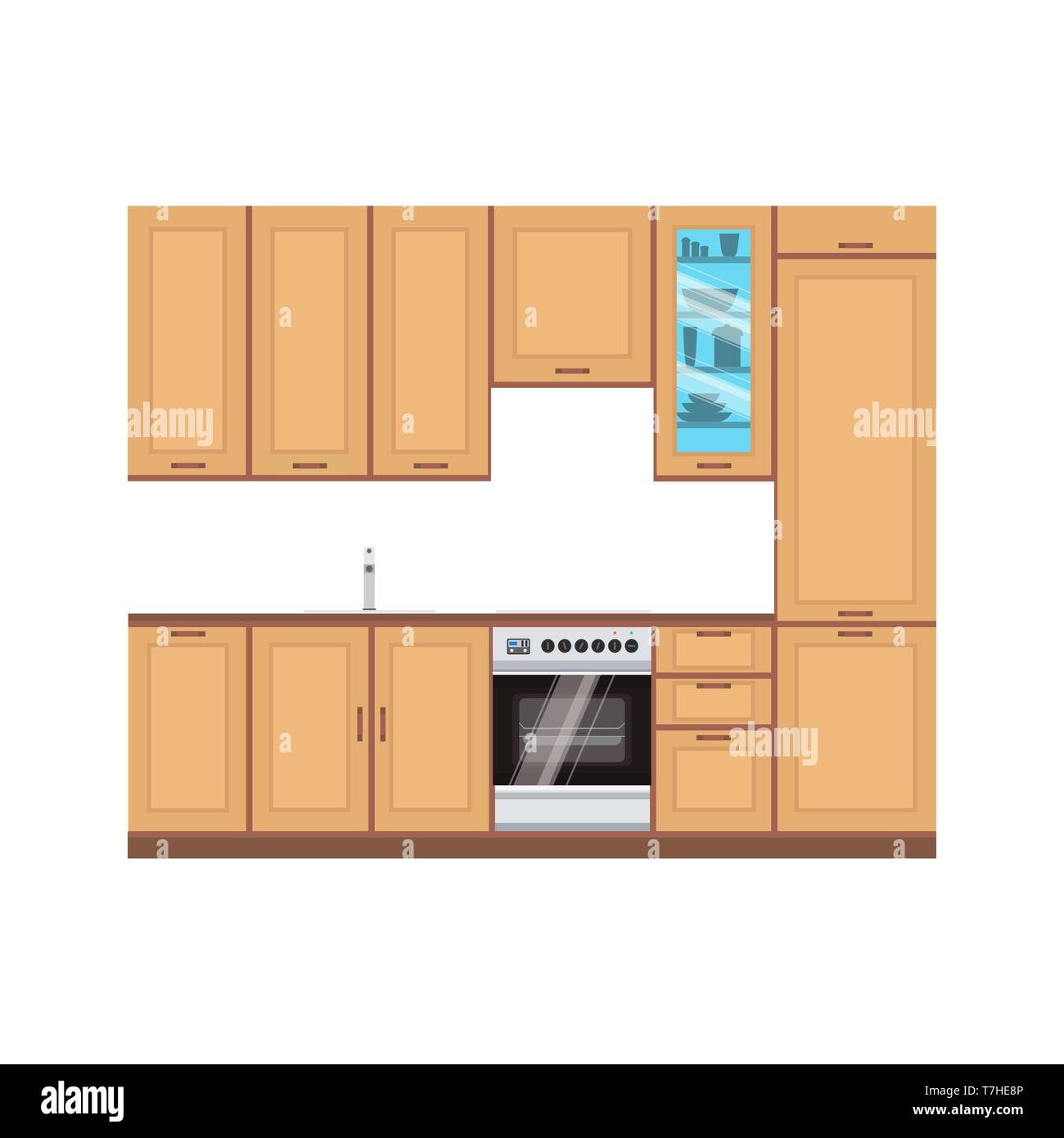 Kitchen design interior vector modern illustration room. Furniture ...