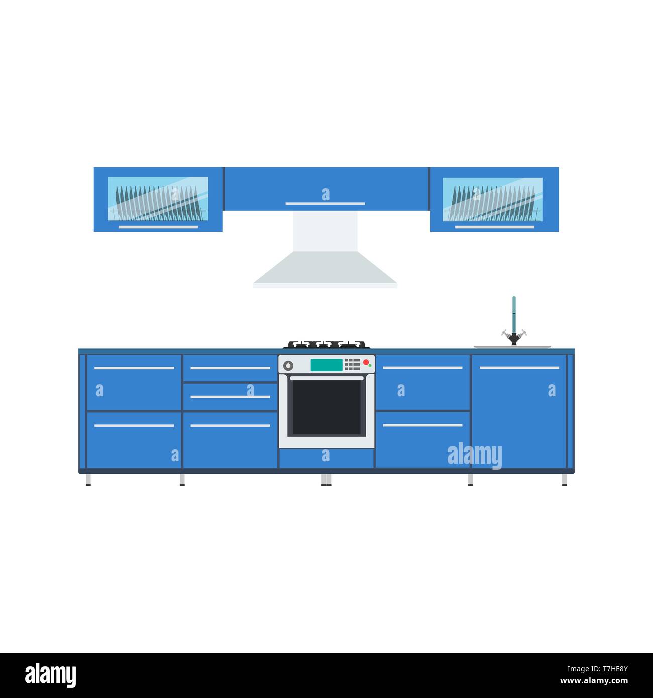 Kitchen design vector illustration interior modern food menu furniture ...