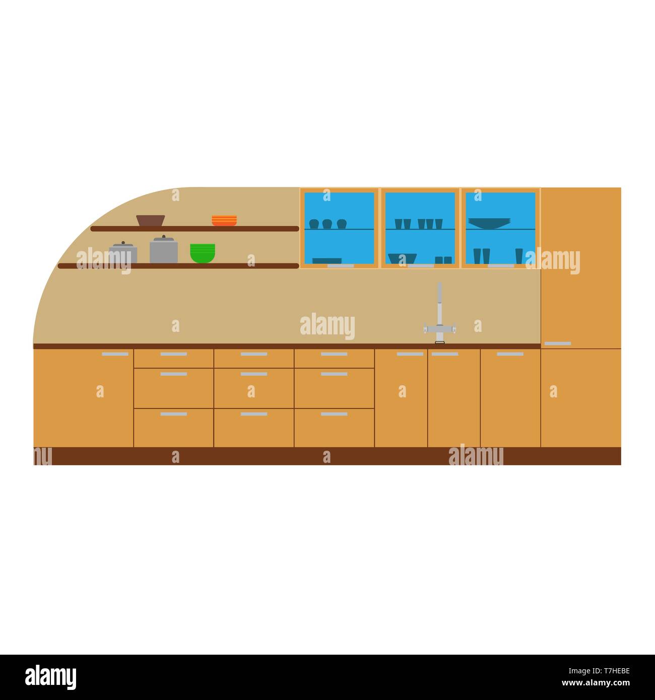 Kitchen cabinet vector furniture interior icon illustration design home ...