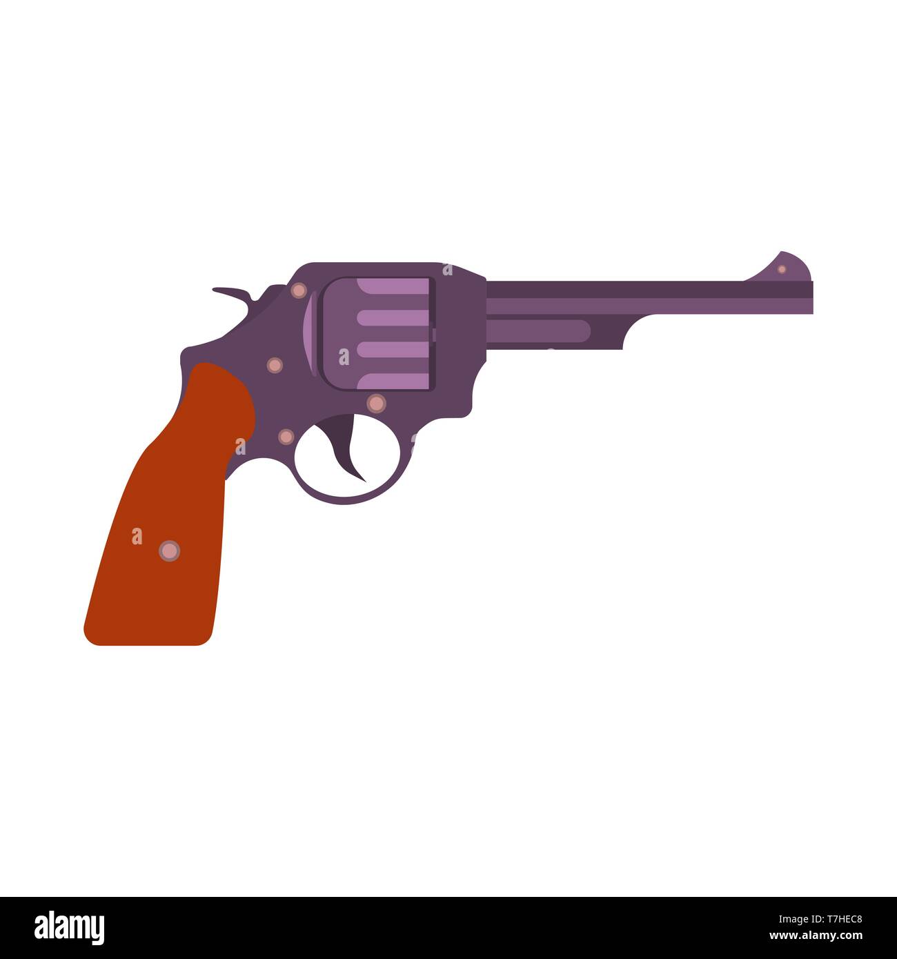 Gun retro vector art vintage illustration revolver pistol weapon cowboy ...