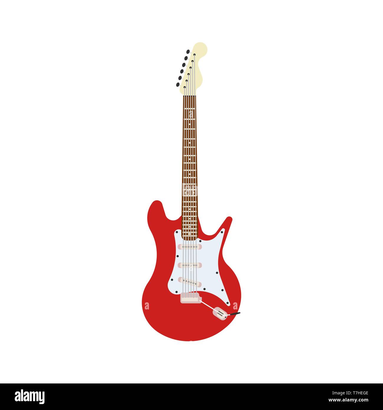 Guitar electric red vector rock music illustration. Instrument musical ...