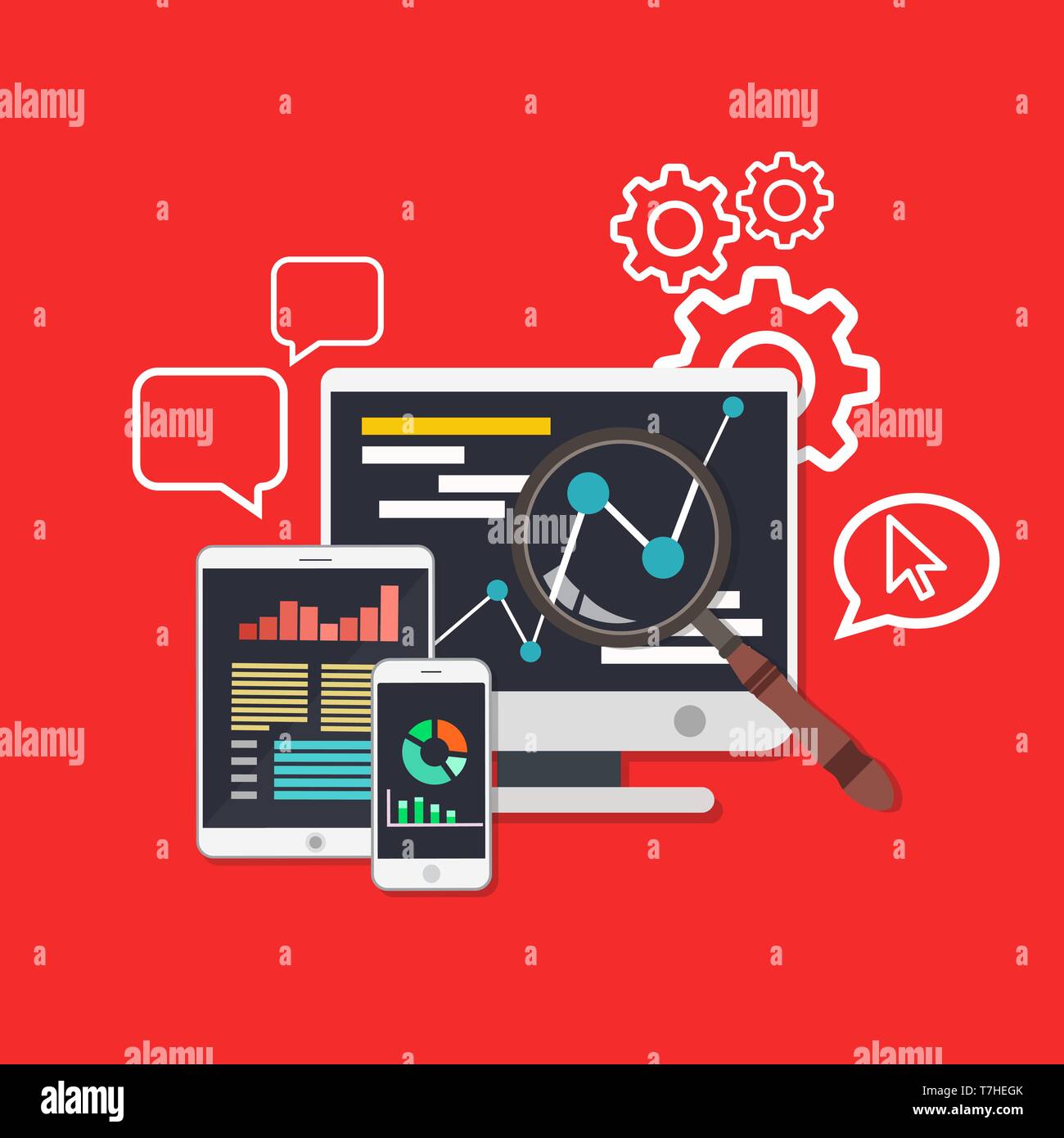 Seo (search engine optimization) concept vector flat illustration ...