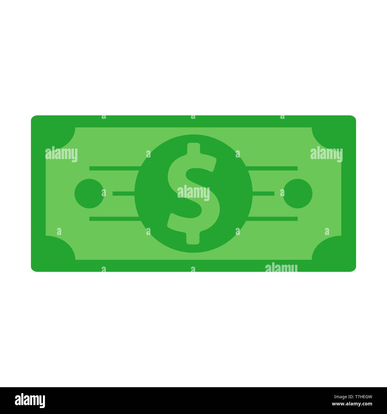 Green dollar banknote sign vector flat illustration design isolated on ...