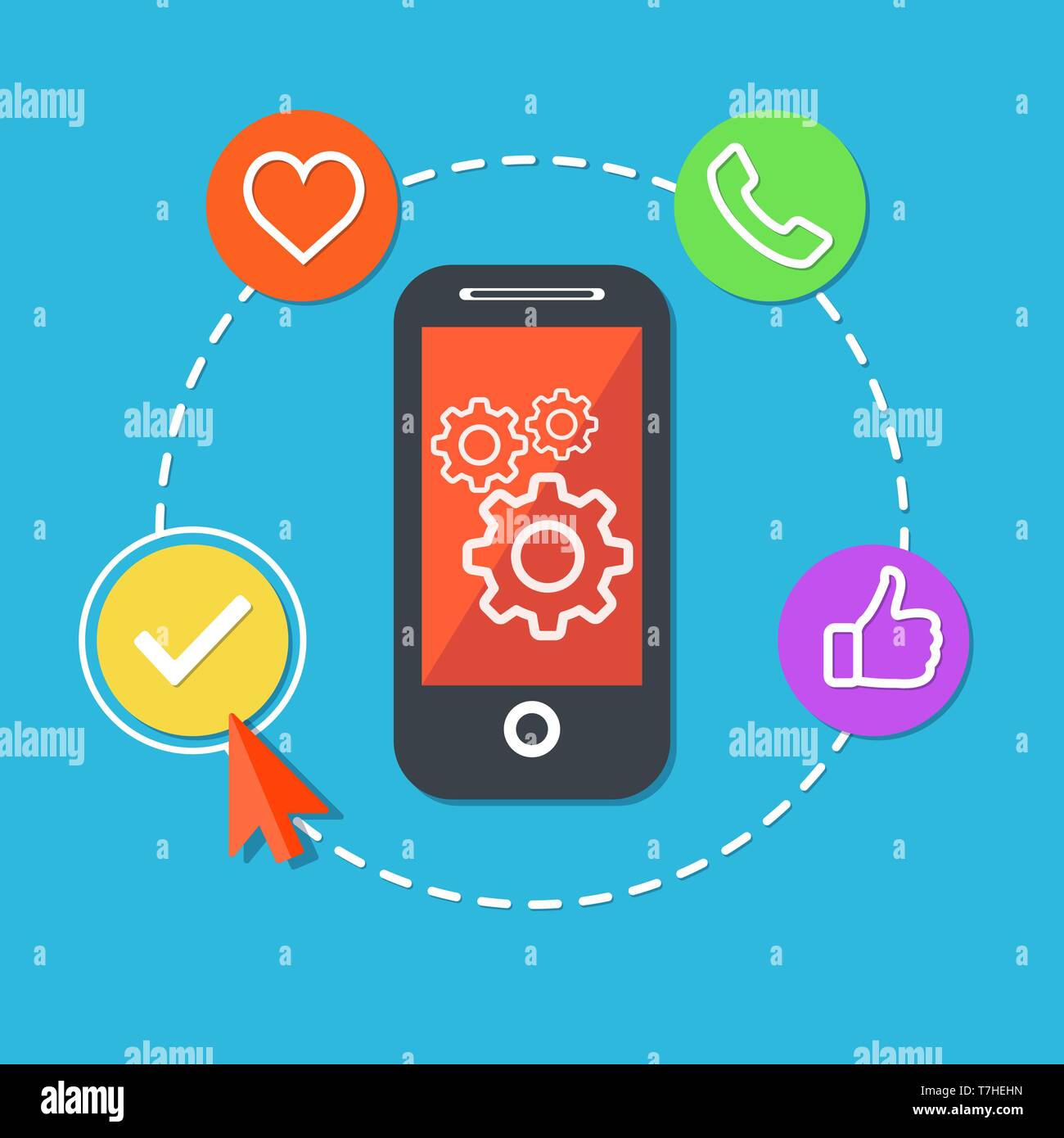 The process of developing a mobile application concept vector flat ...