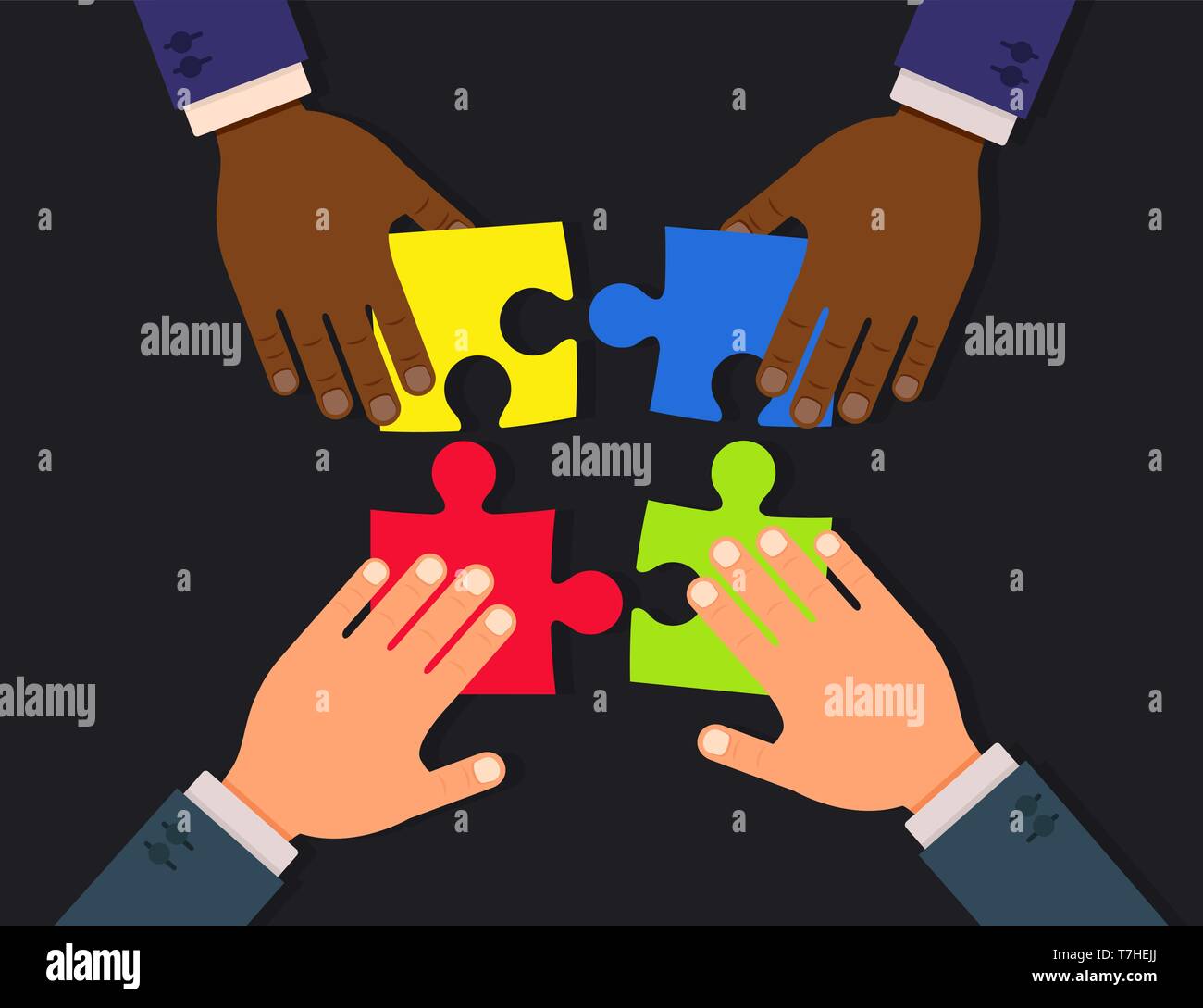 Teamwork vector flat concept illustraion design. Businessmen hands ...