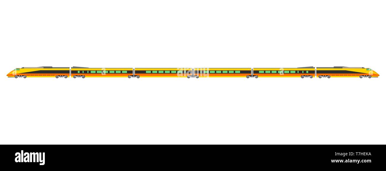 Hight speed rail yellow train vector flat illustration design Stock ...