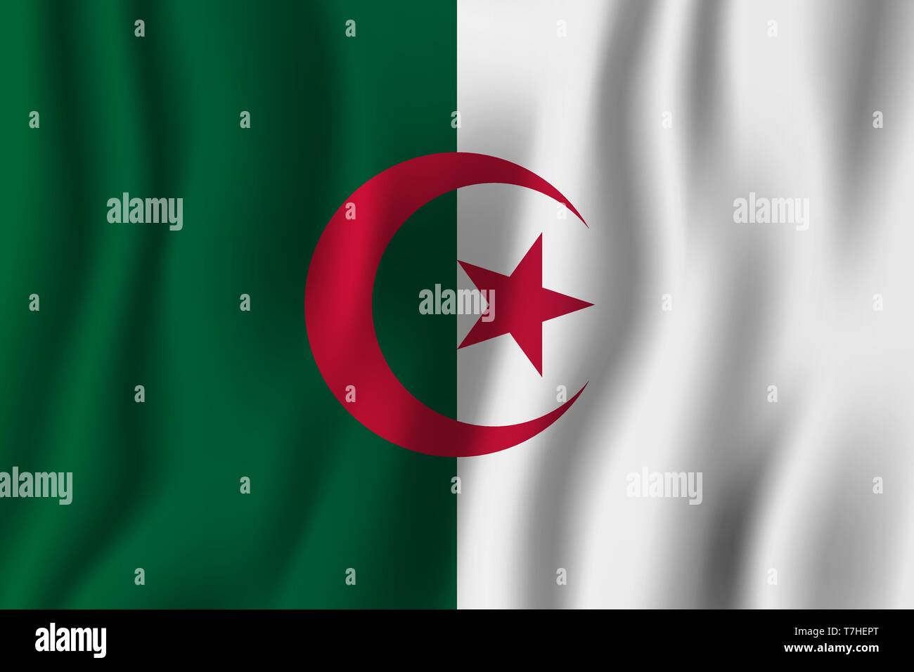 Algeria realistic waving flag vector illustration. National country background symbol ...