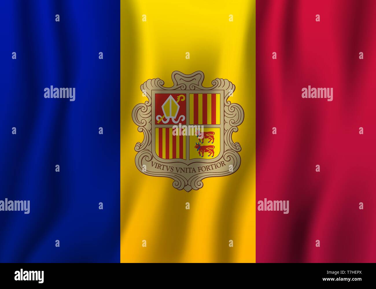 Andorra realistic waving flag vector illustration. National country ...