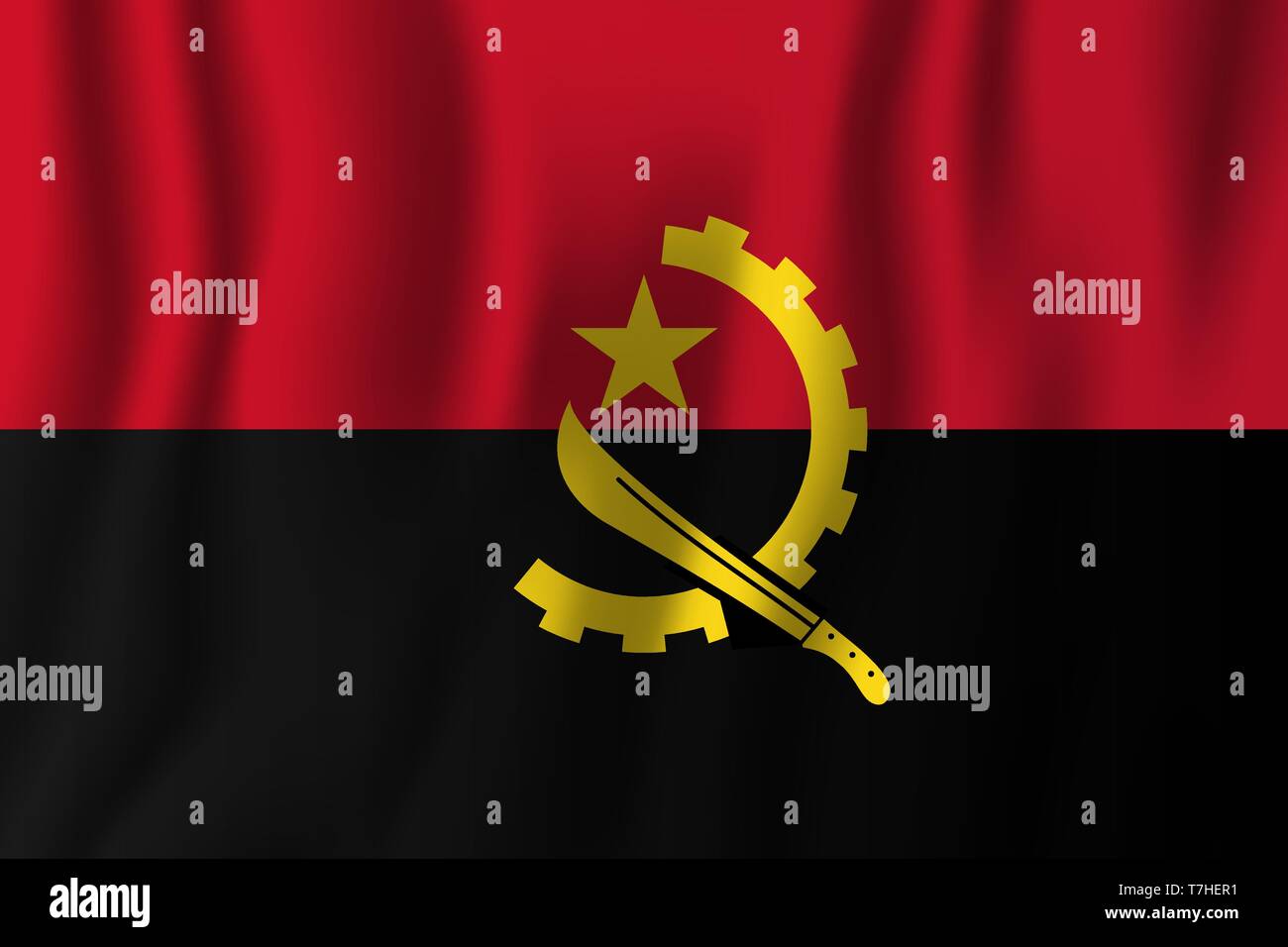 Angola realistic waving flag vector illustration. National country ...