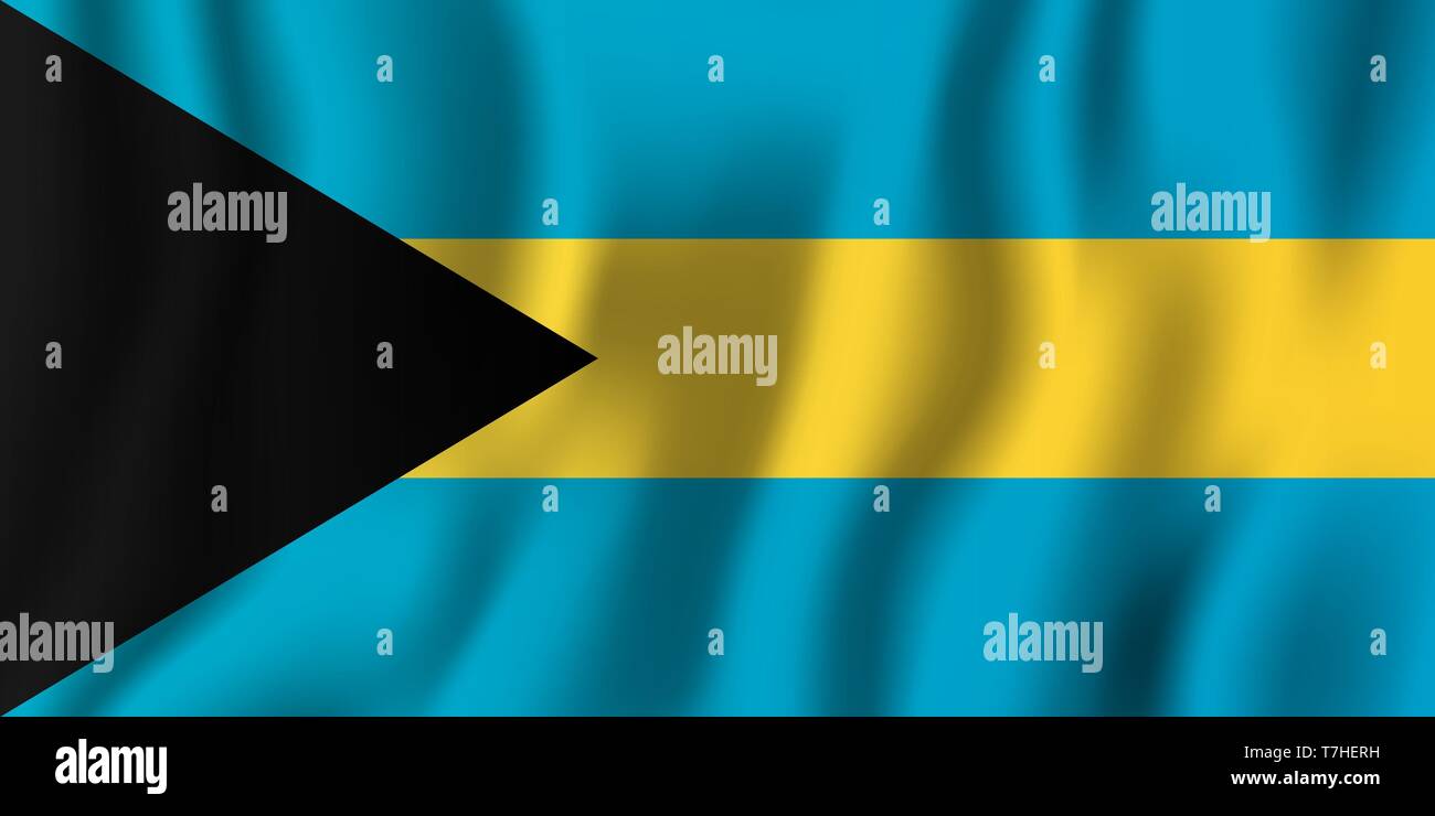 Bahamas realistic waving flag vector illustration. National country ...