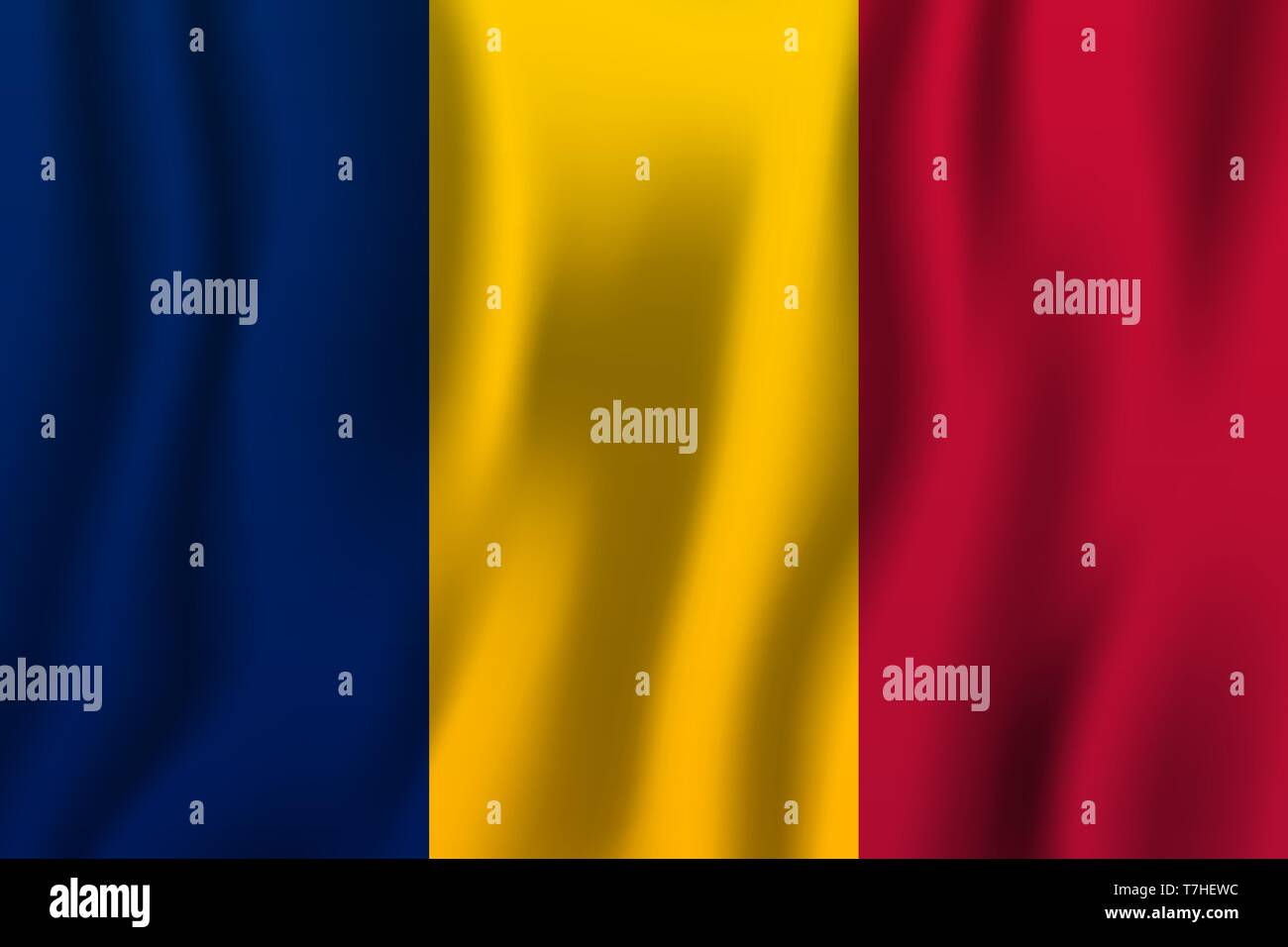 Chad realistic waving flag vector illustration. National country ...