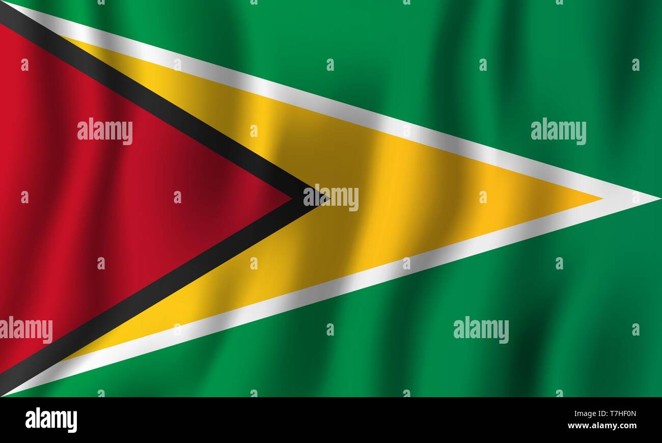 Guyana realistic waving flag vector illustration. National country background symbol ...