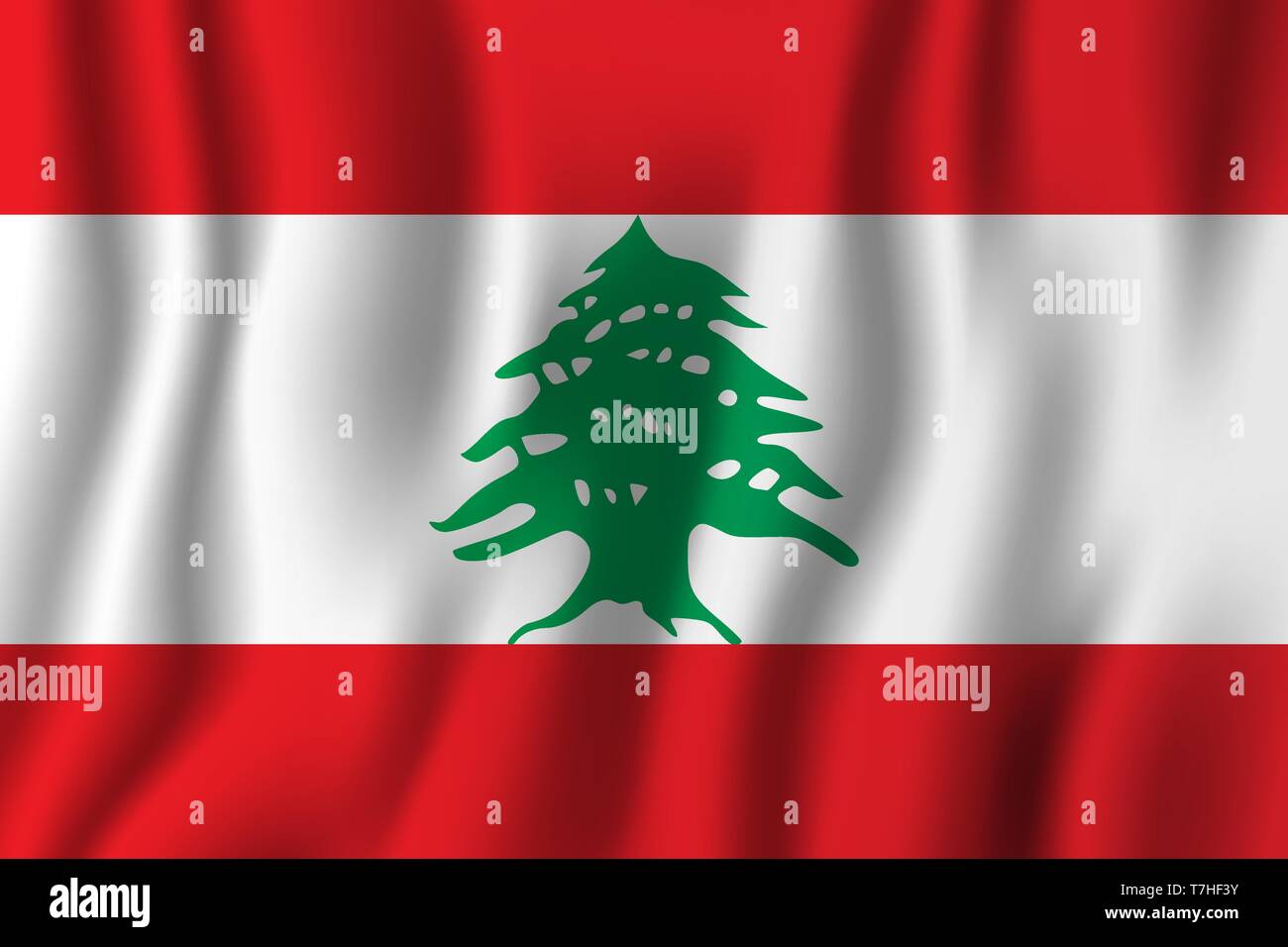 Lebanon realistic waving flag vector illustration. National country ...