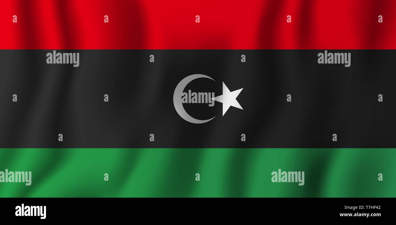 Libya realistic waving flag vector illustration. National country ...