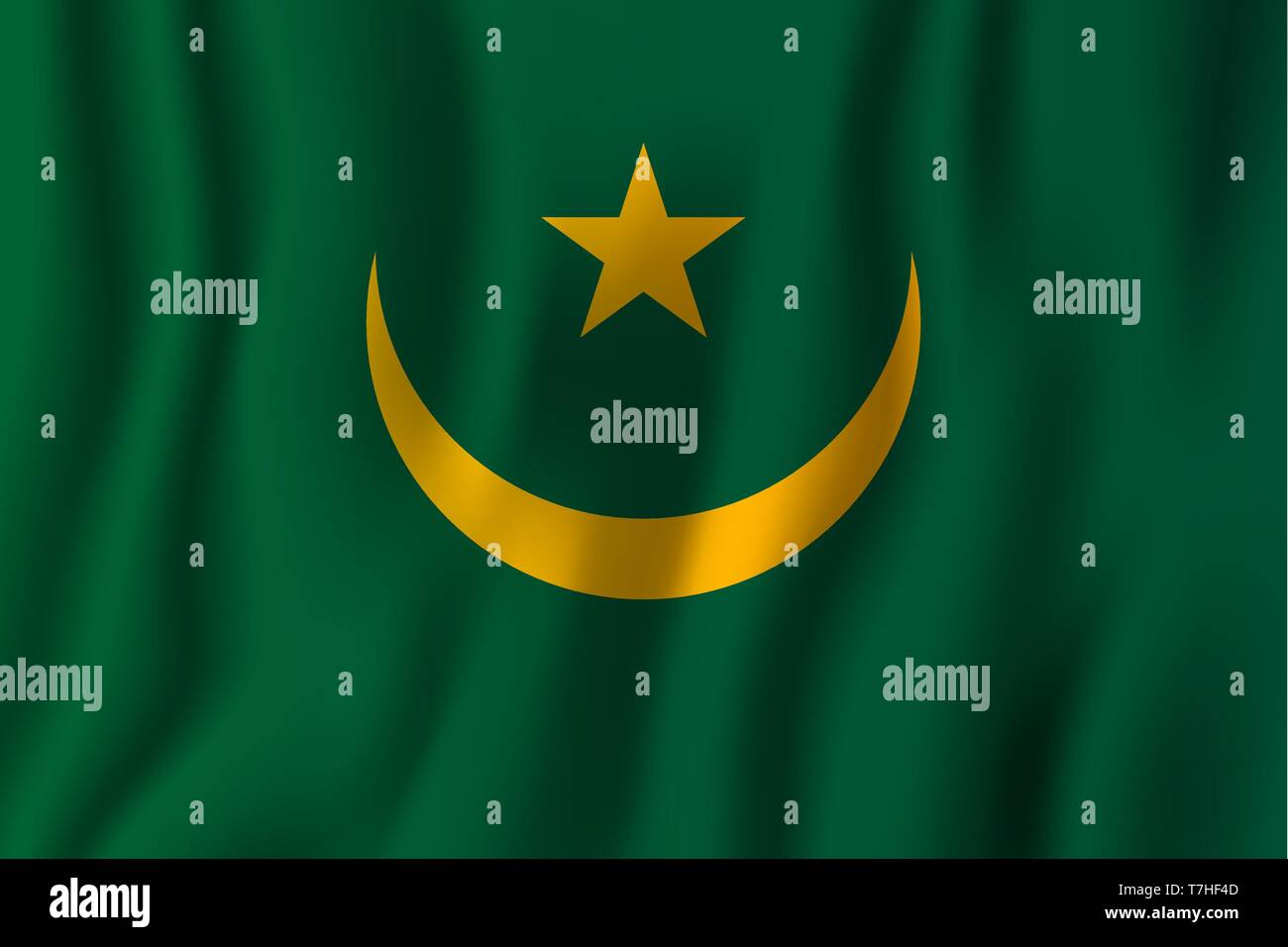 Mauritania Realistic Waving Flag Vector Illustration National Country