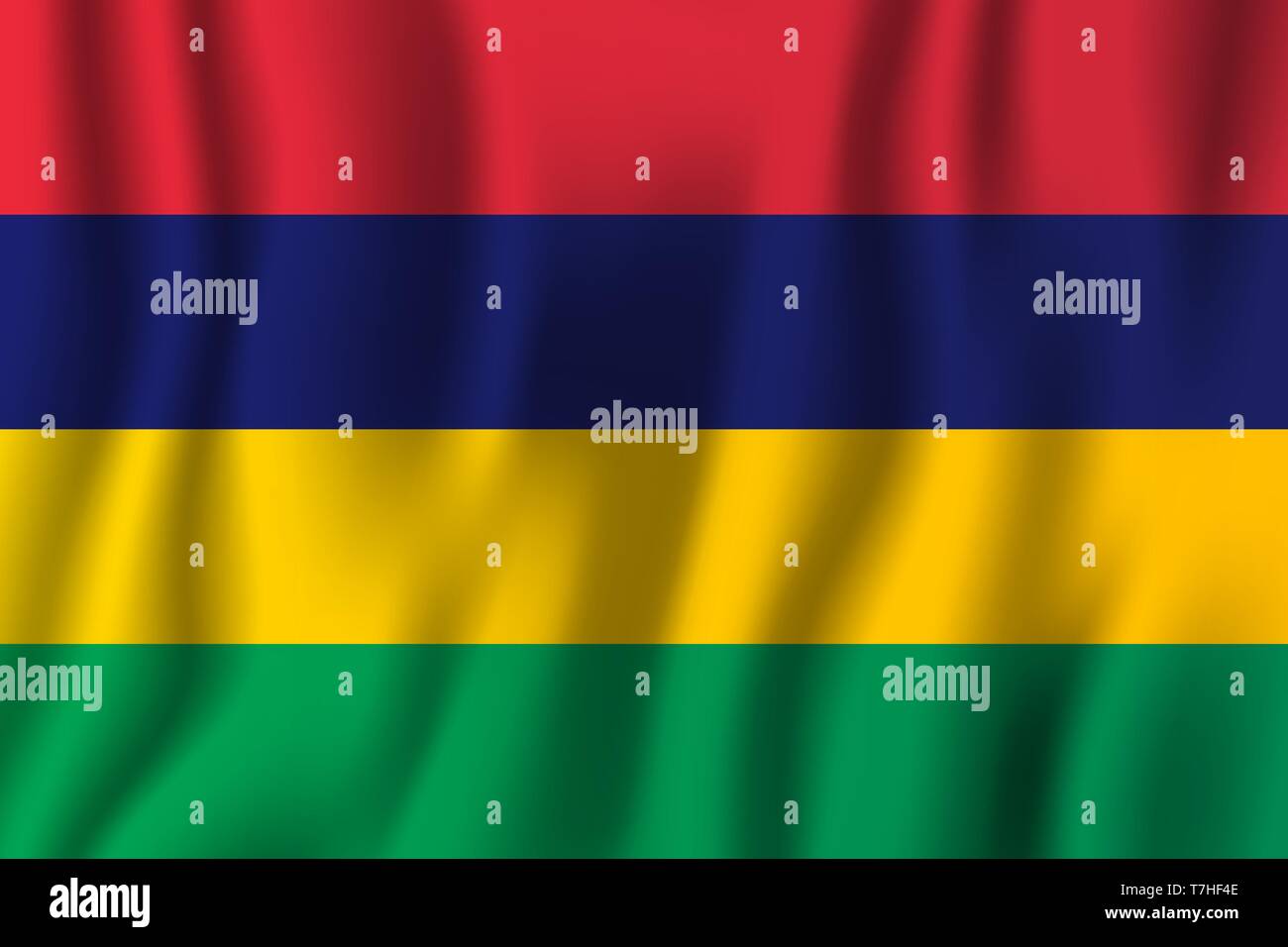 Mauritius Realistic Waving Flag Vector Illustration National Country