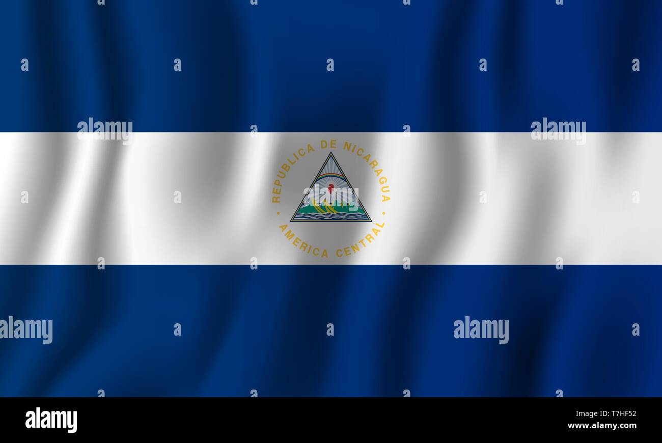 Nicaragua realistic waving flag vector illustration. National country background symbol ...