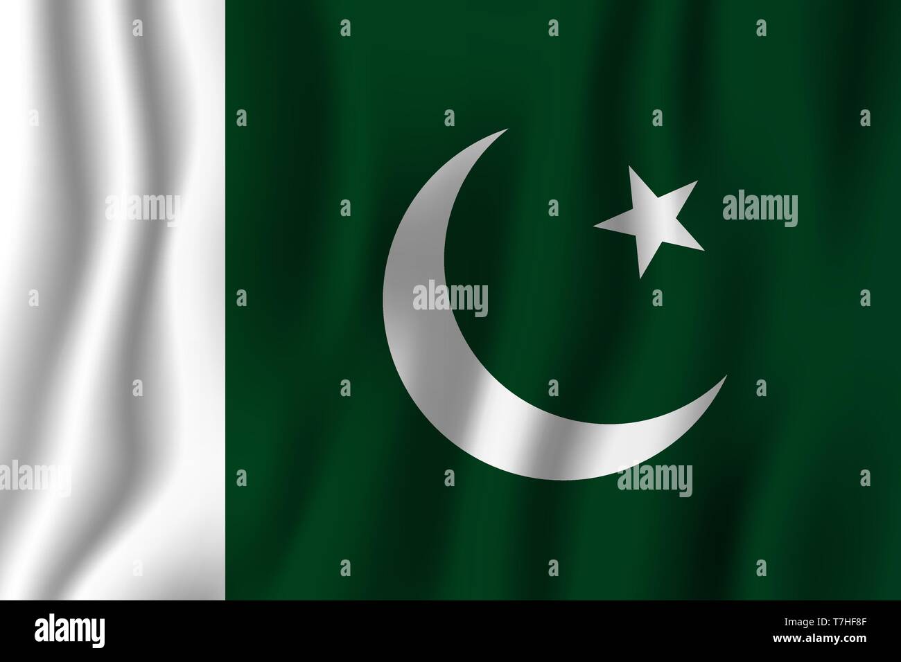 Pakistan realistic waving flag vector illustration. National country ...
