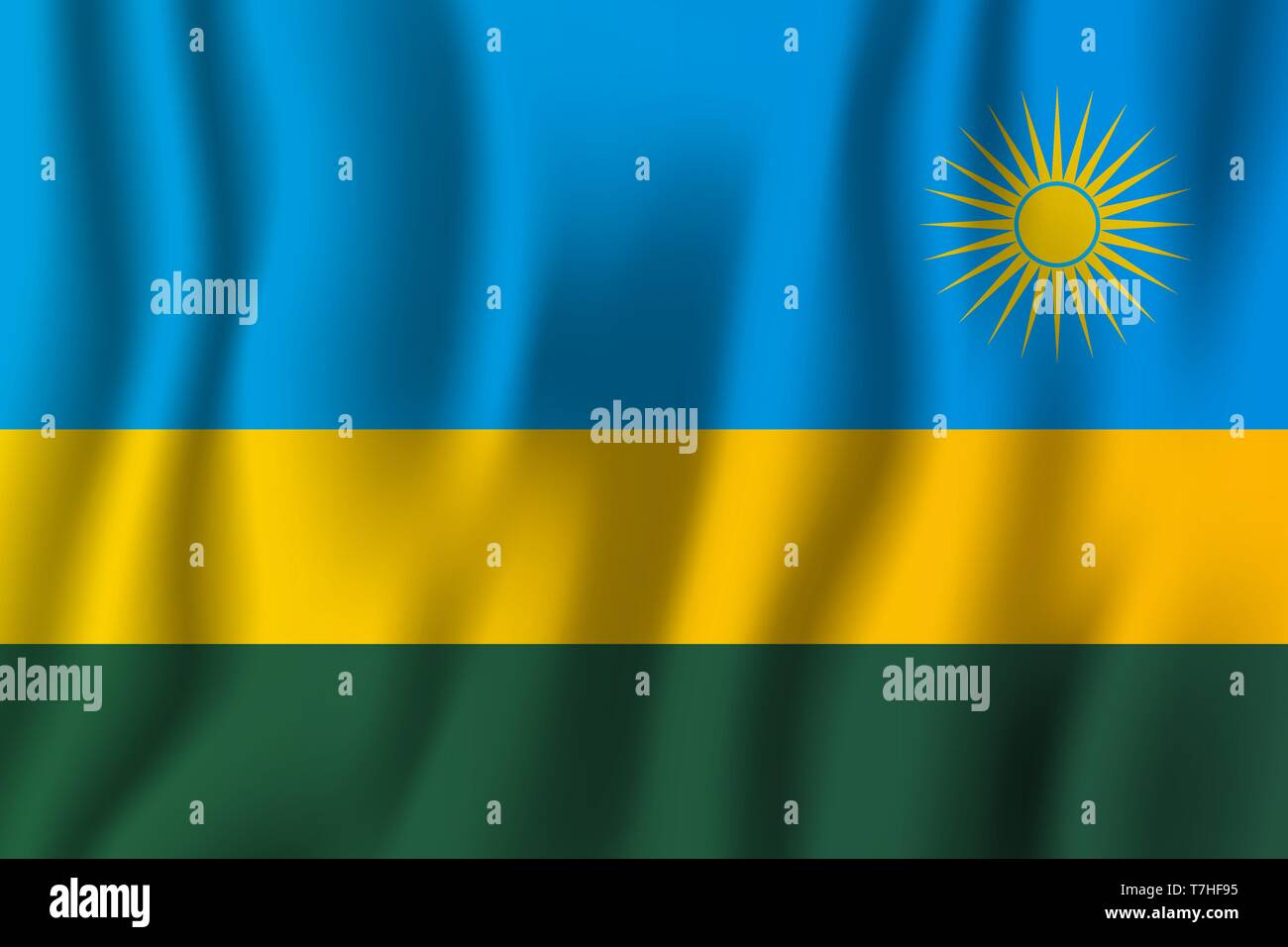 Rwanda realistic waving flag vector illustration. National country ...
