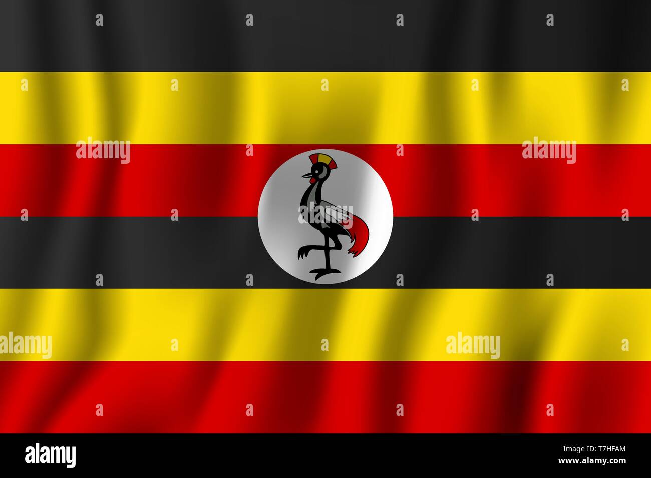 Uganda Realistic Waving Flag Vector Illustration National Country