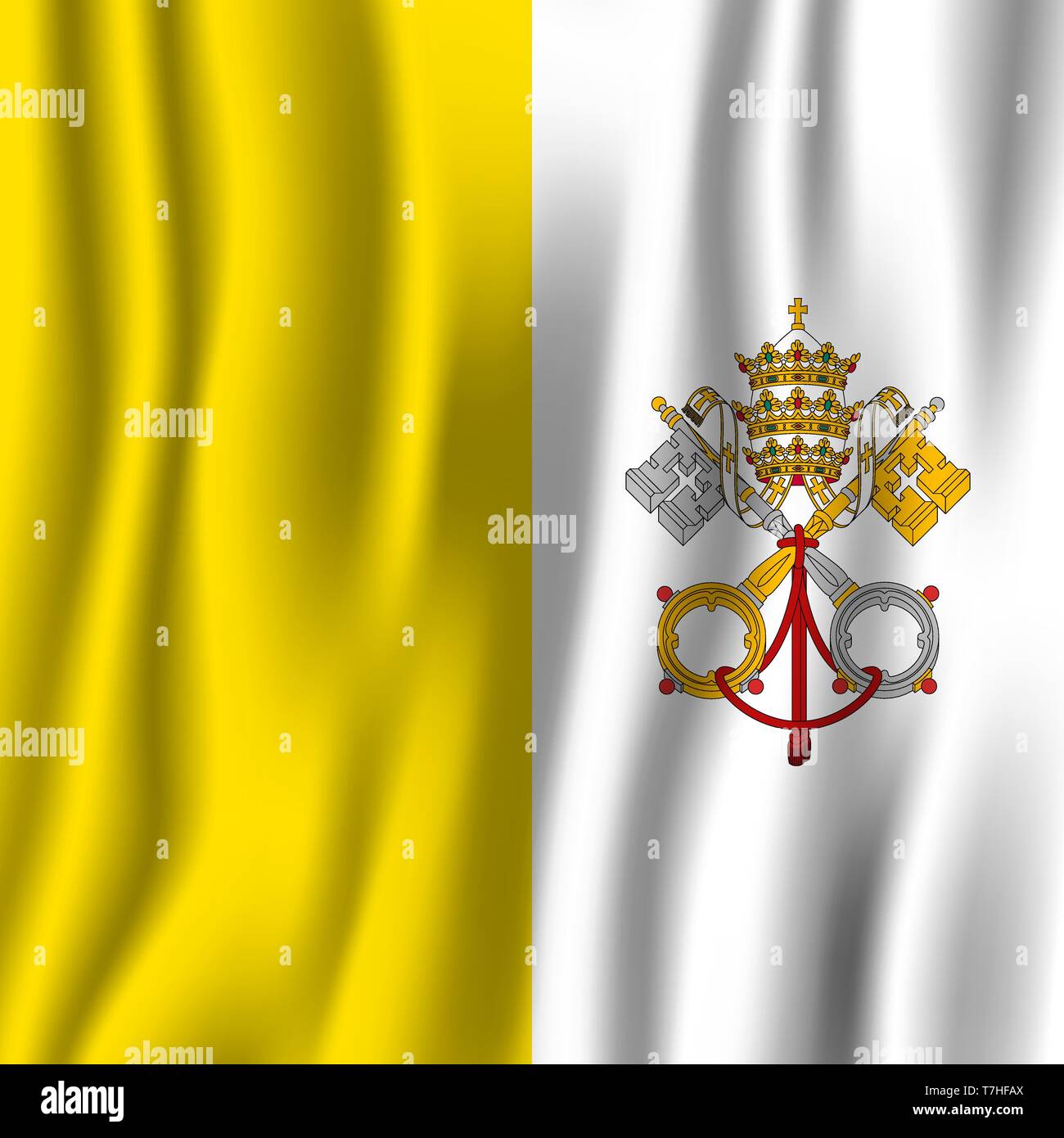 Vatican City realistic waving flag vector illustration. National ...