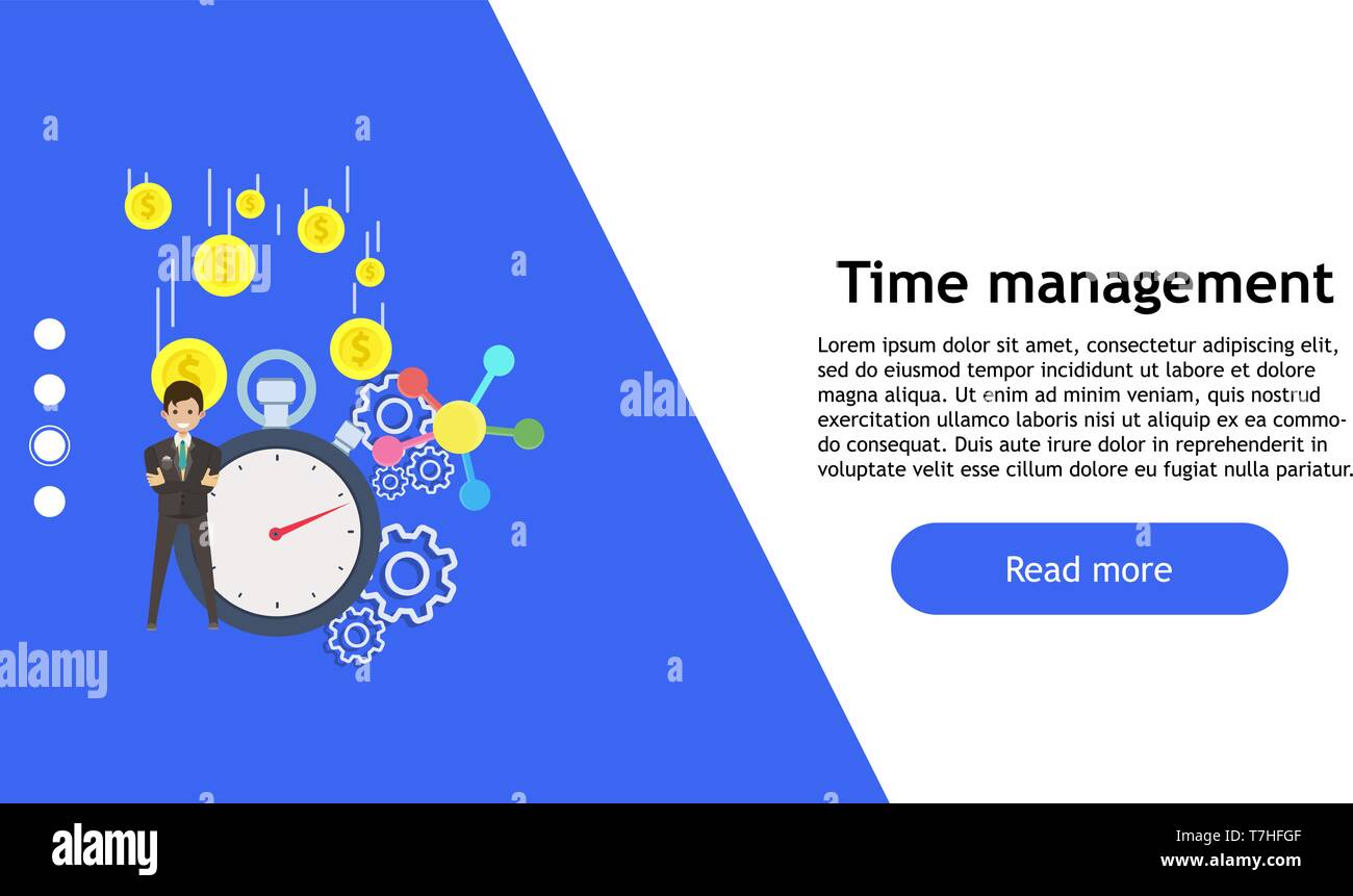 Time clock concept business person vector. Isolated symbol professional ...