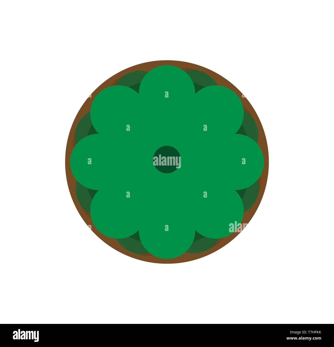 Green flowerpot top view. Natural home botany background. Vector floral ...