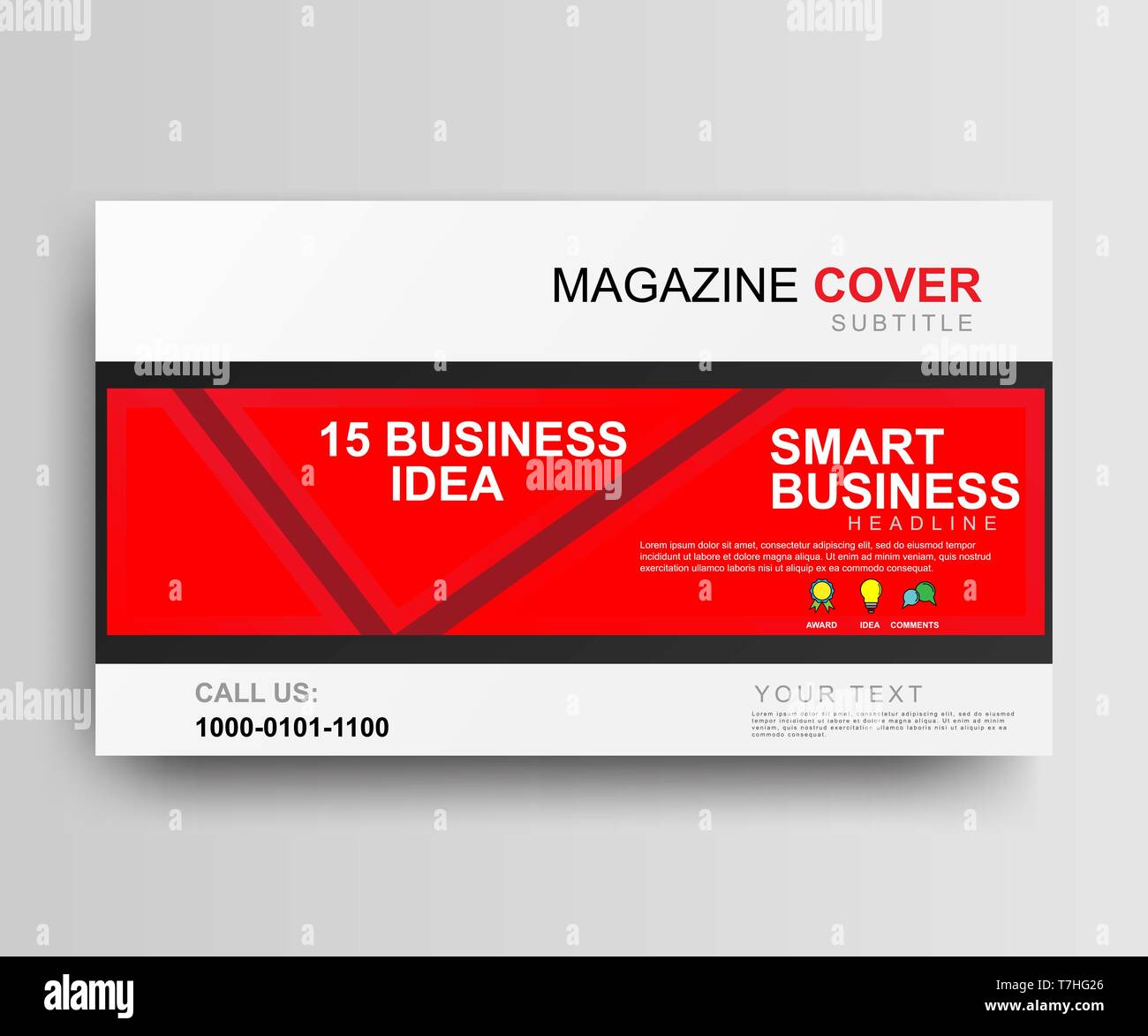 Red magazine style cover template design. Brochure blank vector Stock ...