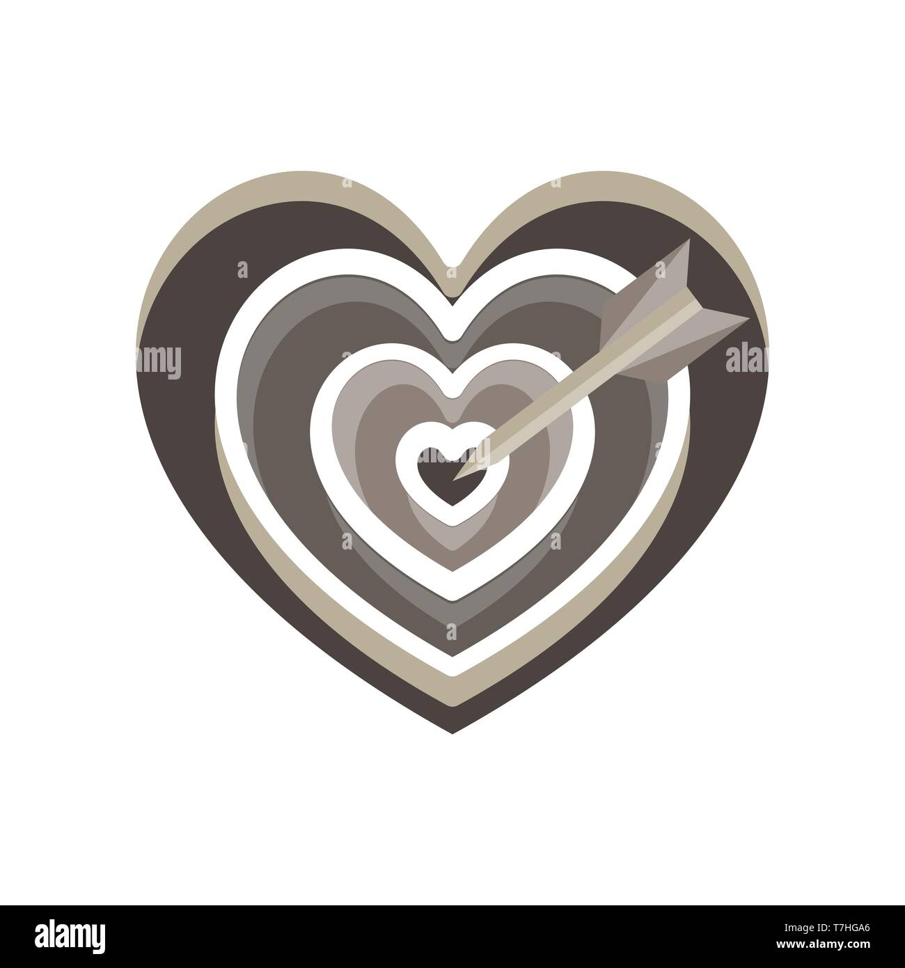 Heart target vector arrow love cupid icon valentine symbol flat ...