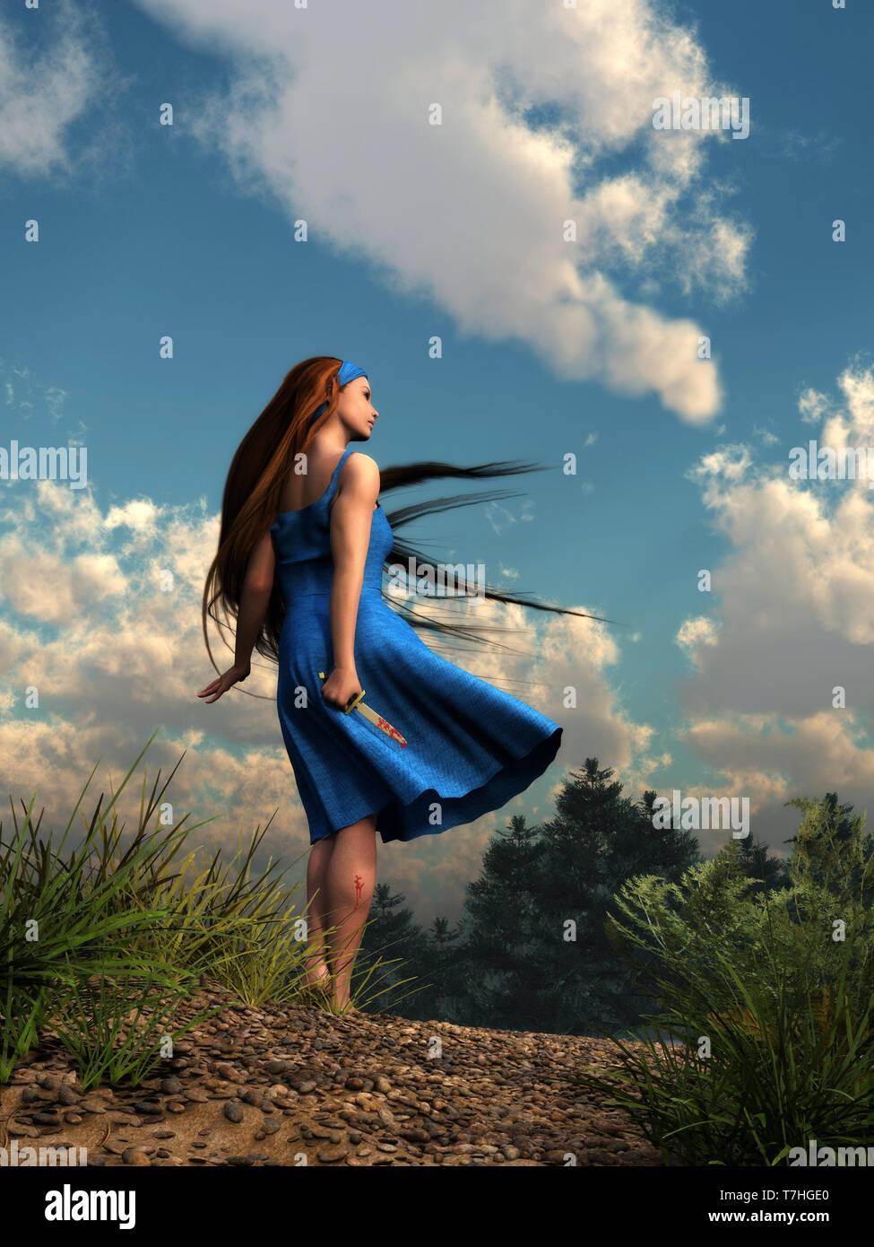 Woman windy day dress High Resolution Stock Photography and Images - Alamy