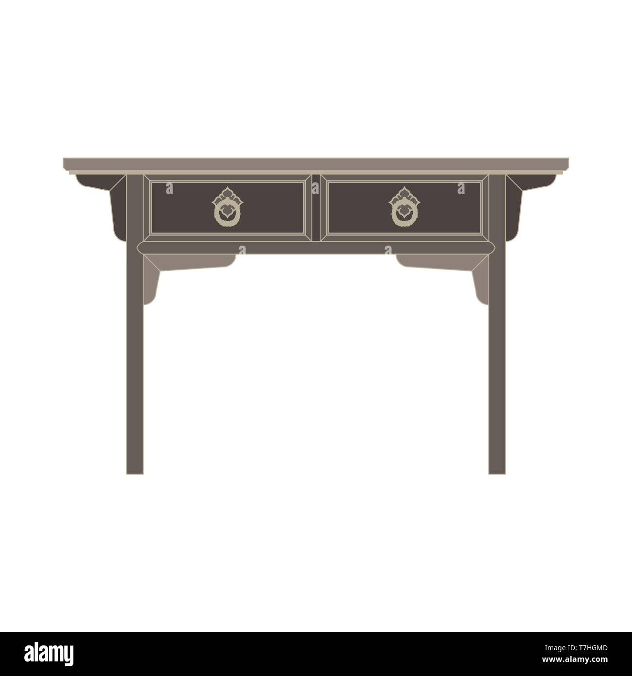 Wooden table isolated on white Vector illustration flat icon empty desk ...