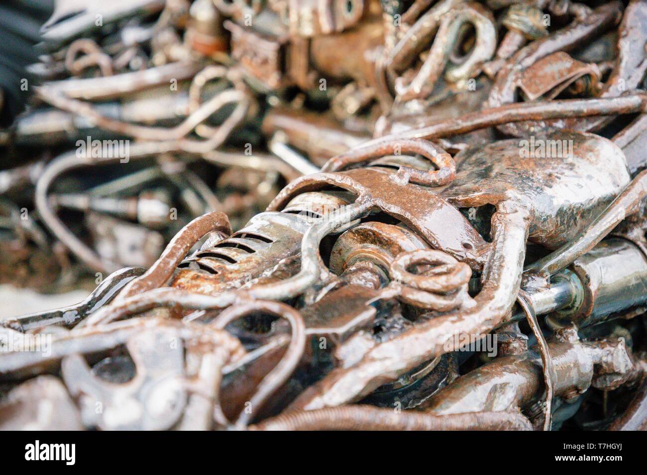 Different scrap metal. Textured metal scrap background. Details Stock ...