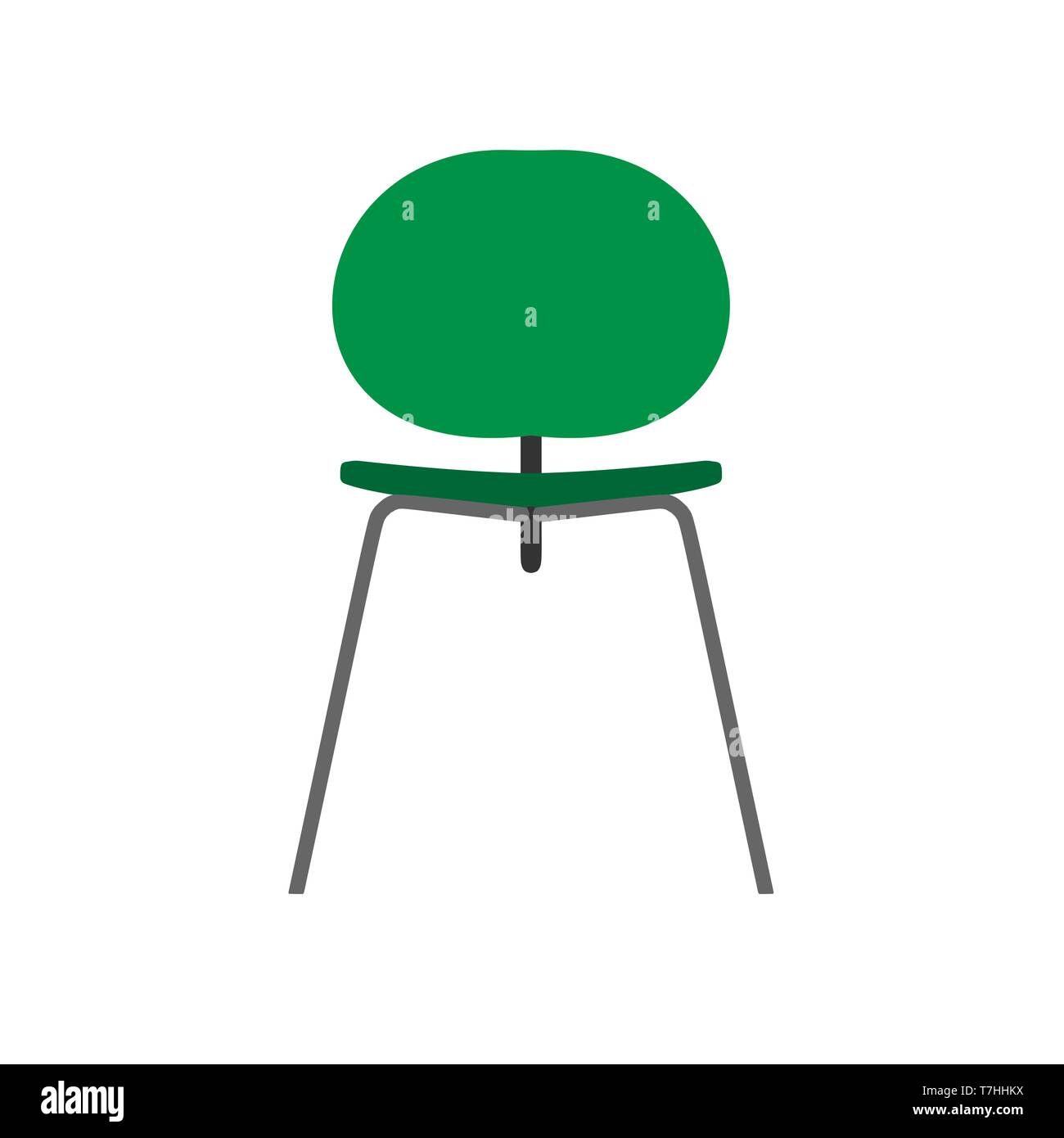 Chair green front view wooden vector icon. Office comfortable symbol ...