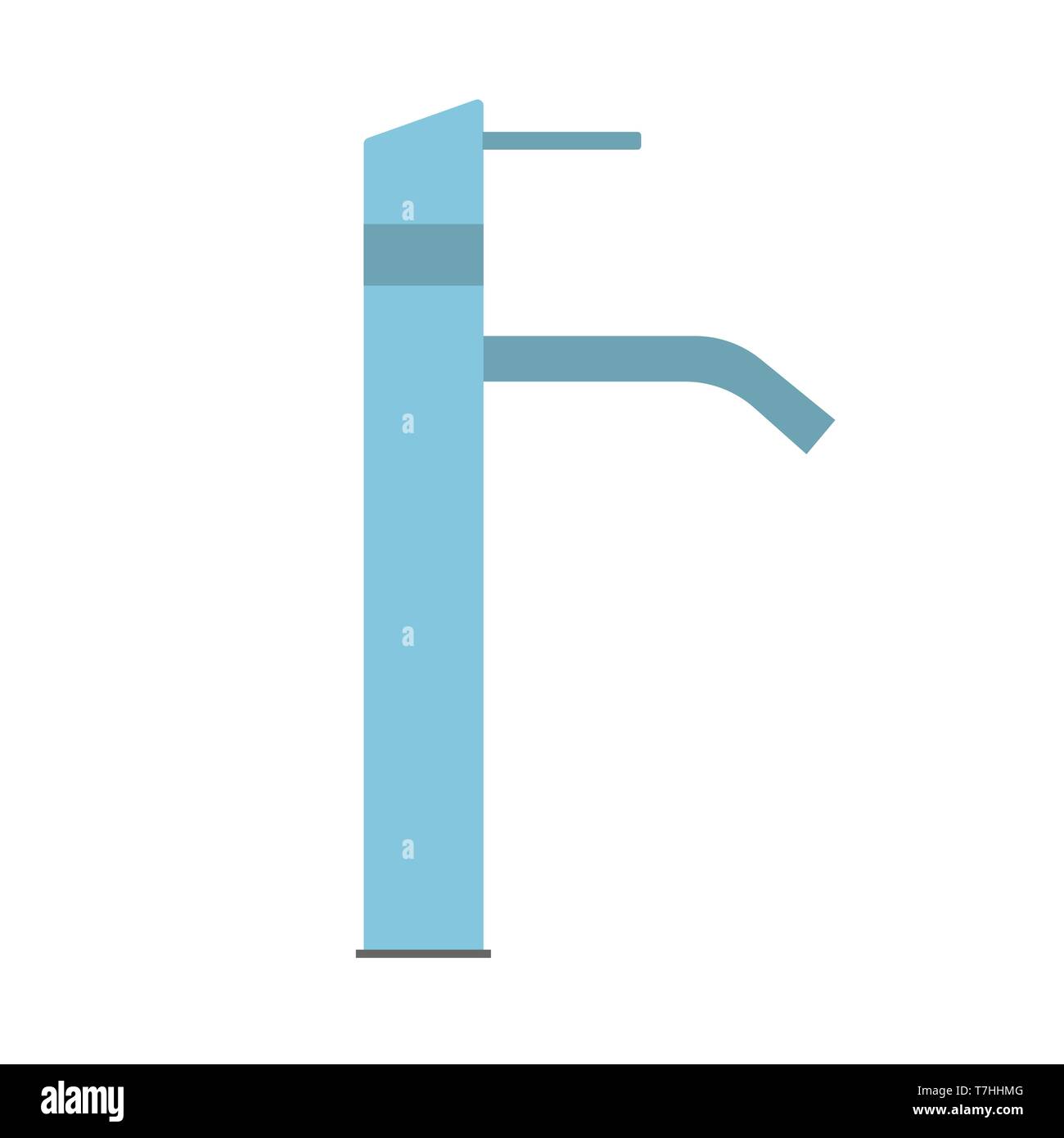Faucet side view symbol equipment water tap vector icon. Household blue ...