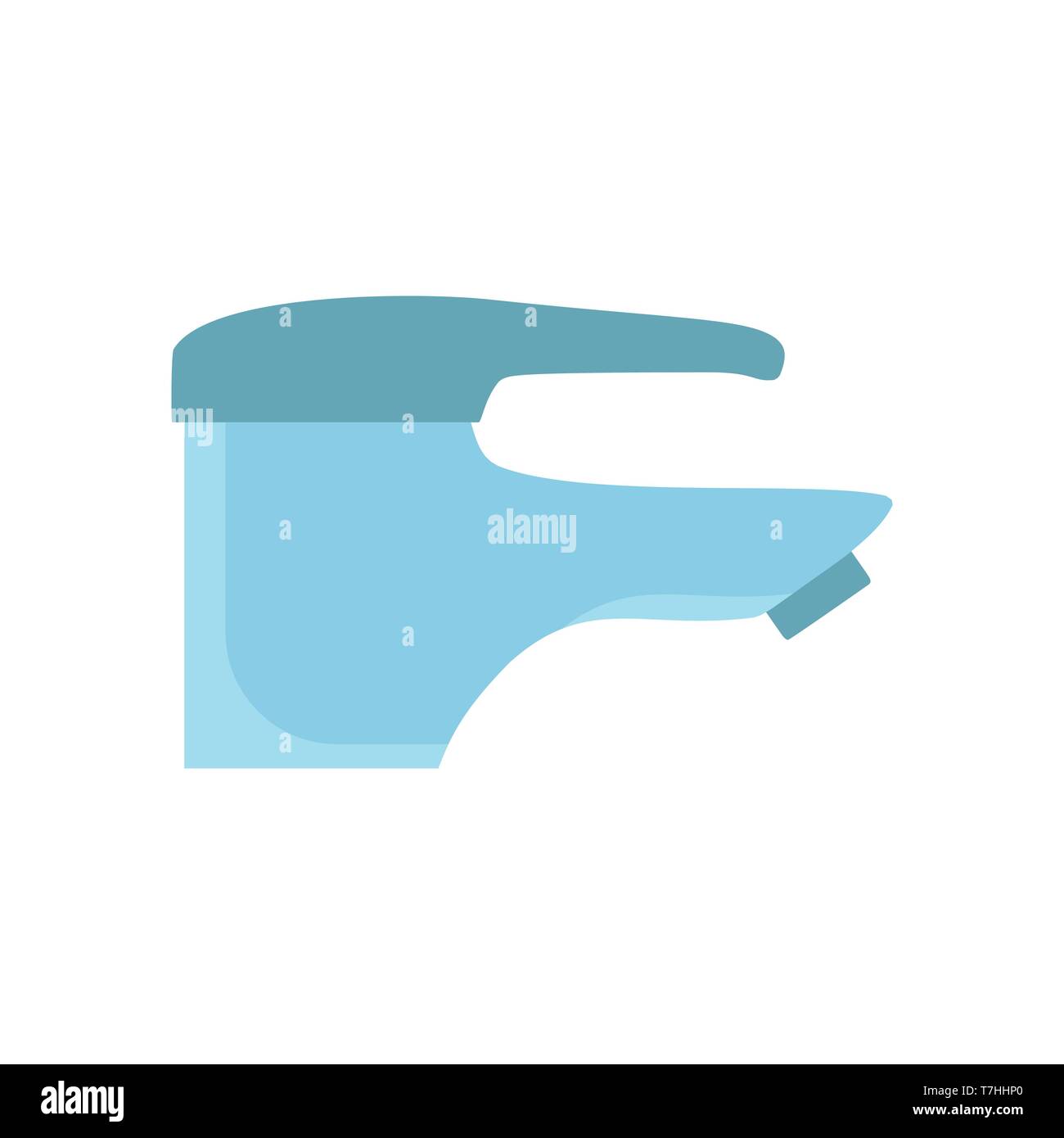 Faucet side view symbol equipment water tap vector icon. Household blue ...