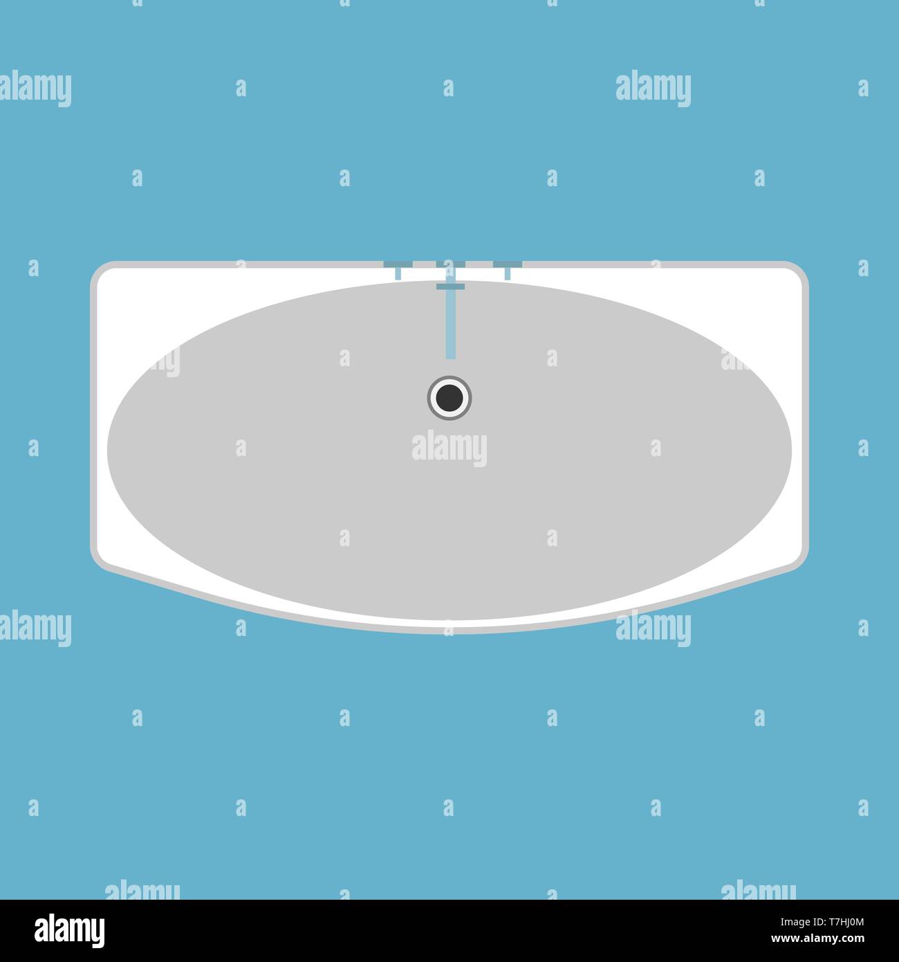 Sink top view equipment symbol domestic vector icon white. Contemporary ...