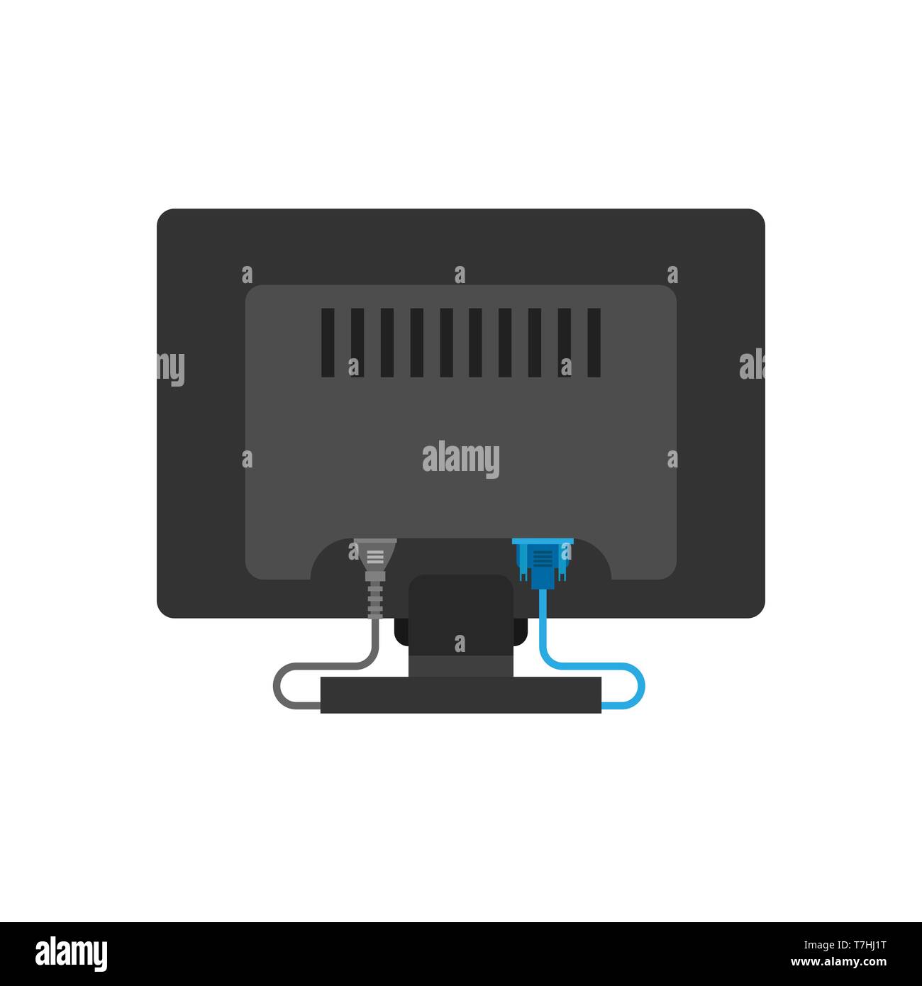 Monitor back view screen computer equipment vector icon. Electronic ...